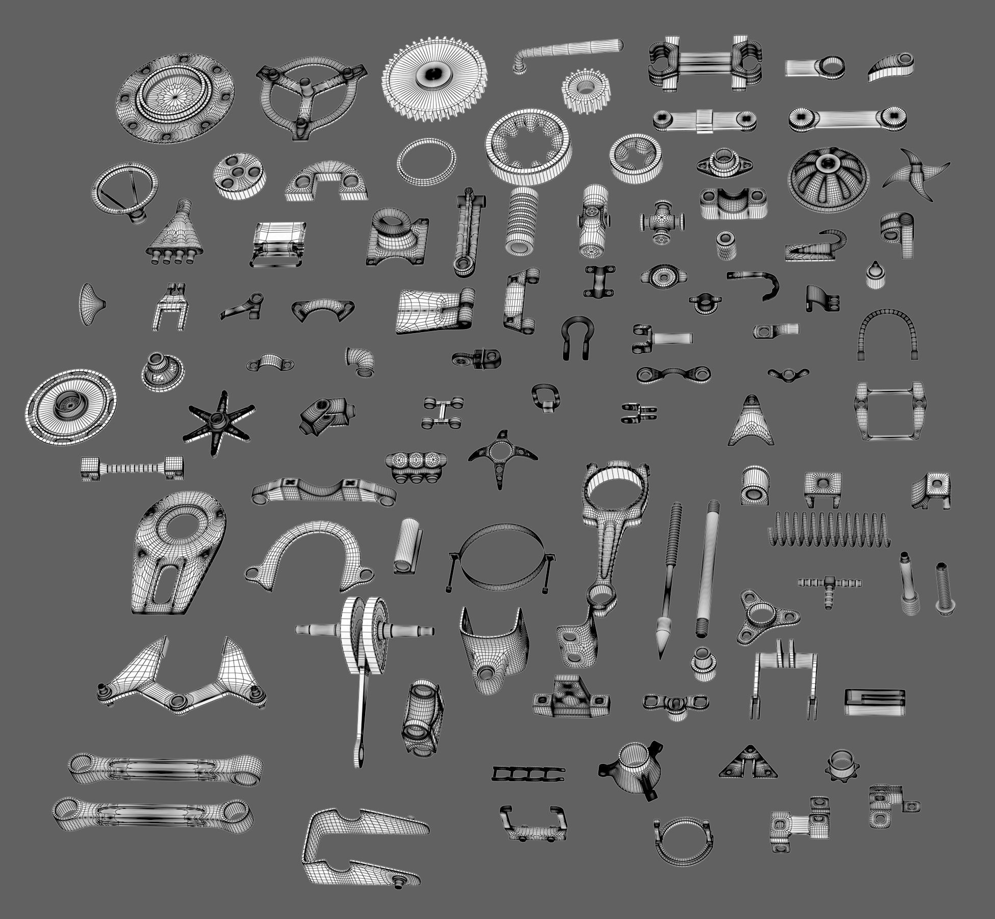 100 elementary industrial parts 3D model | CGTrader
