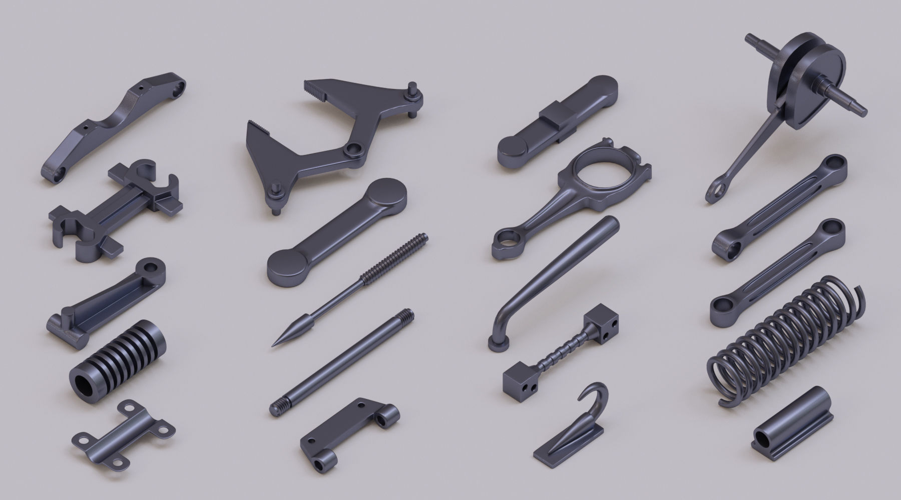 100 elementary industrial parts 3D model | CGTrader