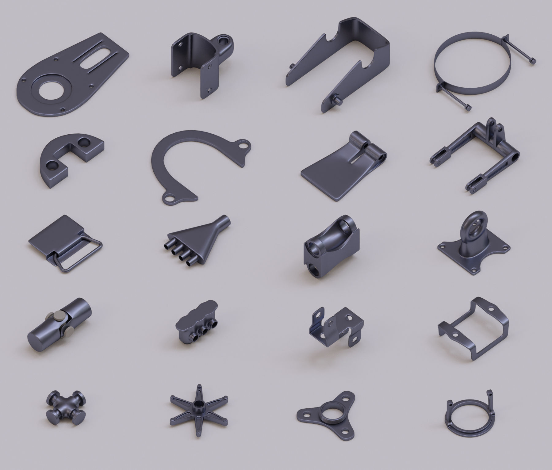 100 elementary industrial parts 3D model | CGTrader