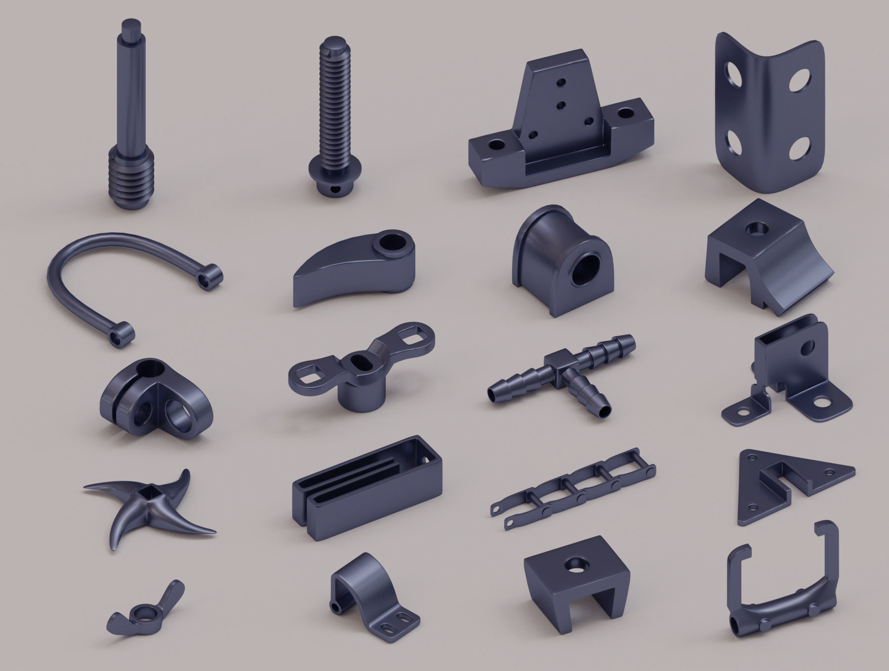 100 elementary industrial parts 3D model | CGTrader