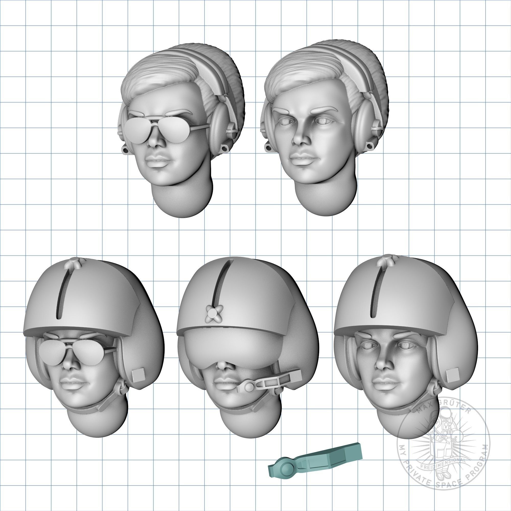 Female Helicopter Pilot 3D model 3D printable | CGTrader