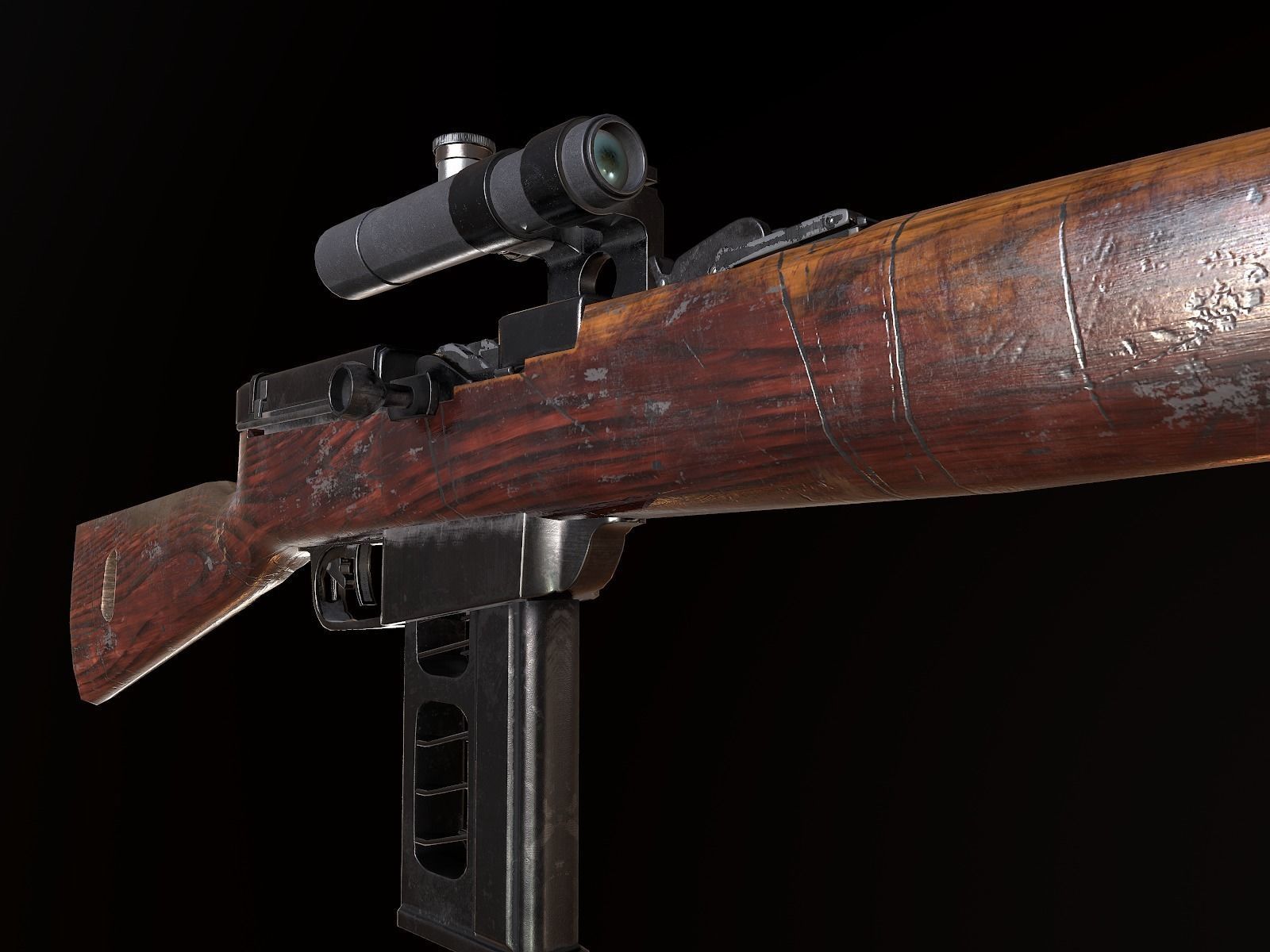 3D model Breda rifle 1935 ww2 with PU scope PBR VR / AR / low-poly ...