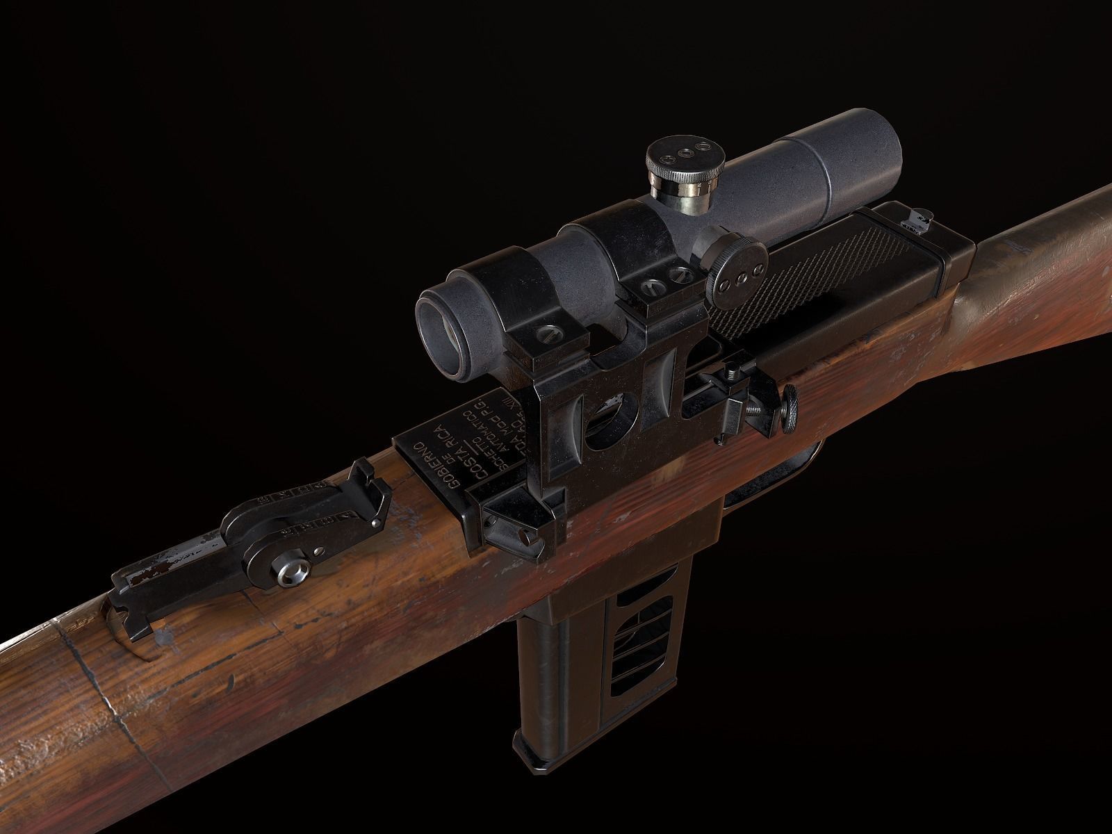 3D model Breda rifle 1935 ww2 with PU scope PBR VR / AR / low-poly ...