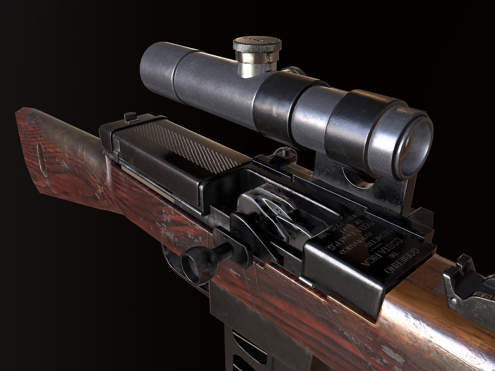 3D model Breda rifle 1935 ww2 with PU scope PBR VR / AR / low-poly ...