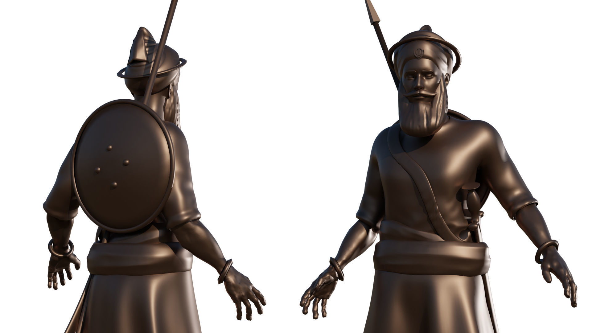Sikh Warrior Bronze Statue Nihang 3D model | CGTrader