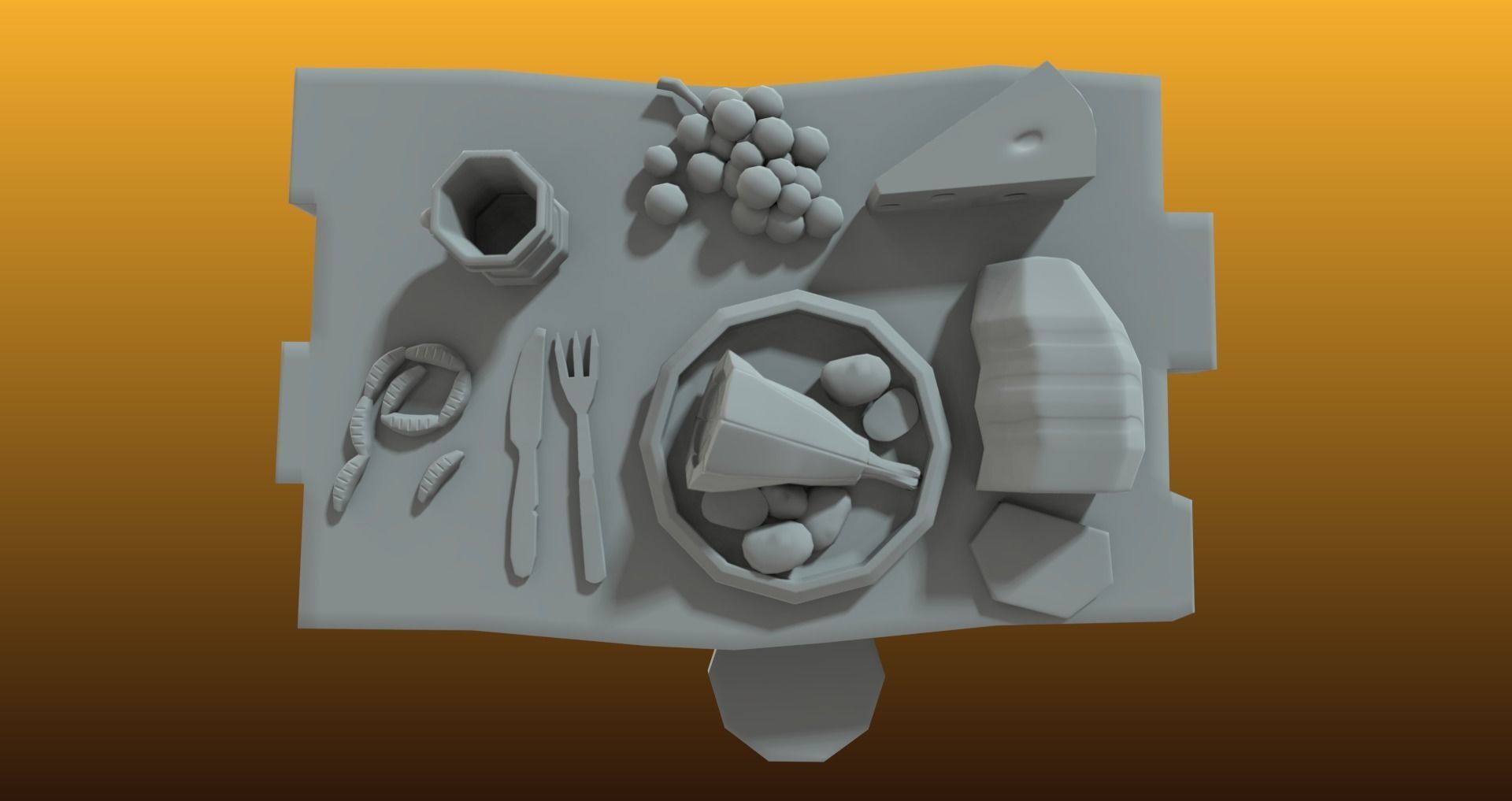 3D model Cartoon Style low poly Feast Table VR / AR / low-poly | CGTrader