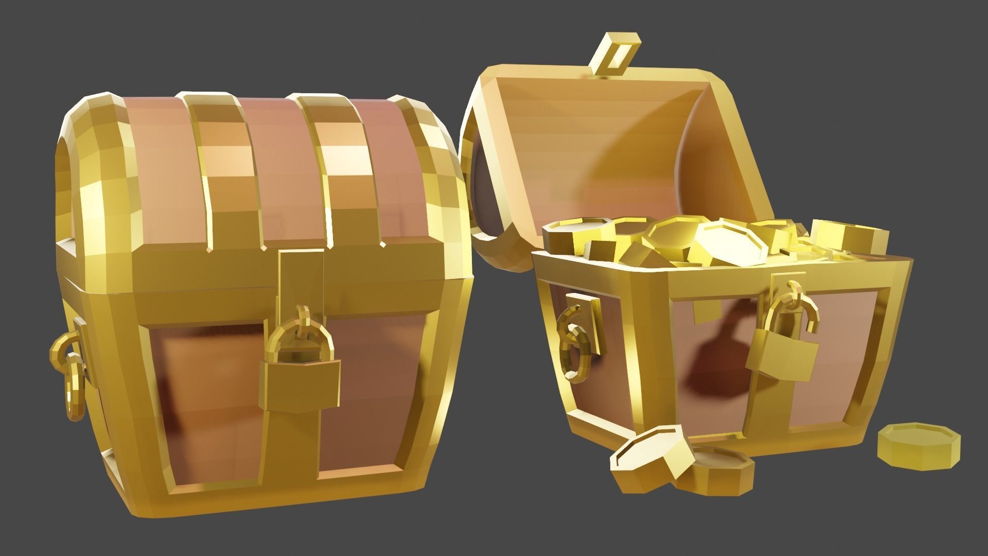 3D model Treasure Chest with Gold Coins VR / AR / low-poly | CGTrader