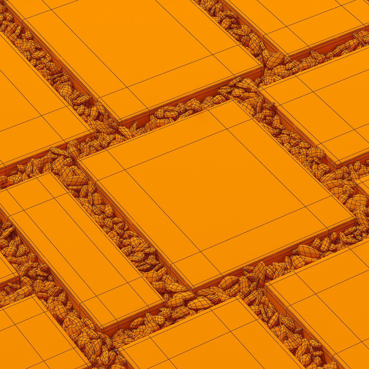 Paving tile square pebble n2 3D model | CGTrader