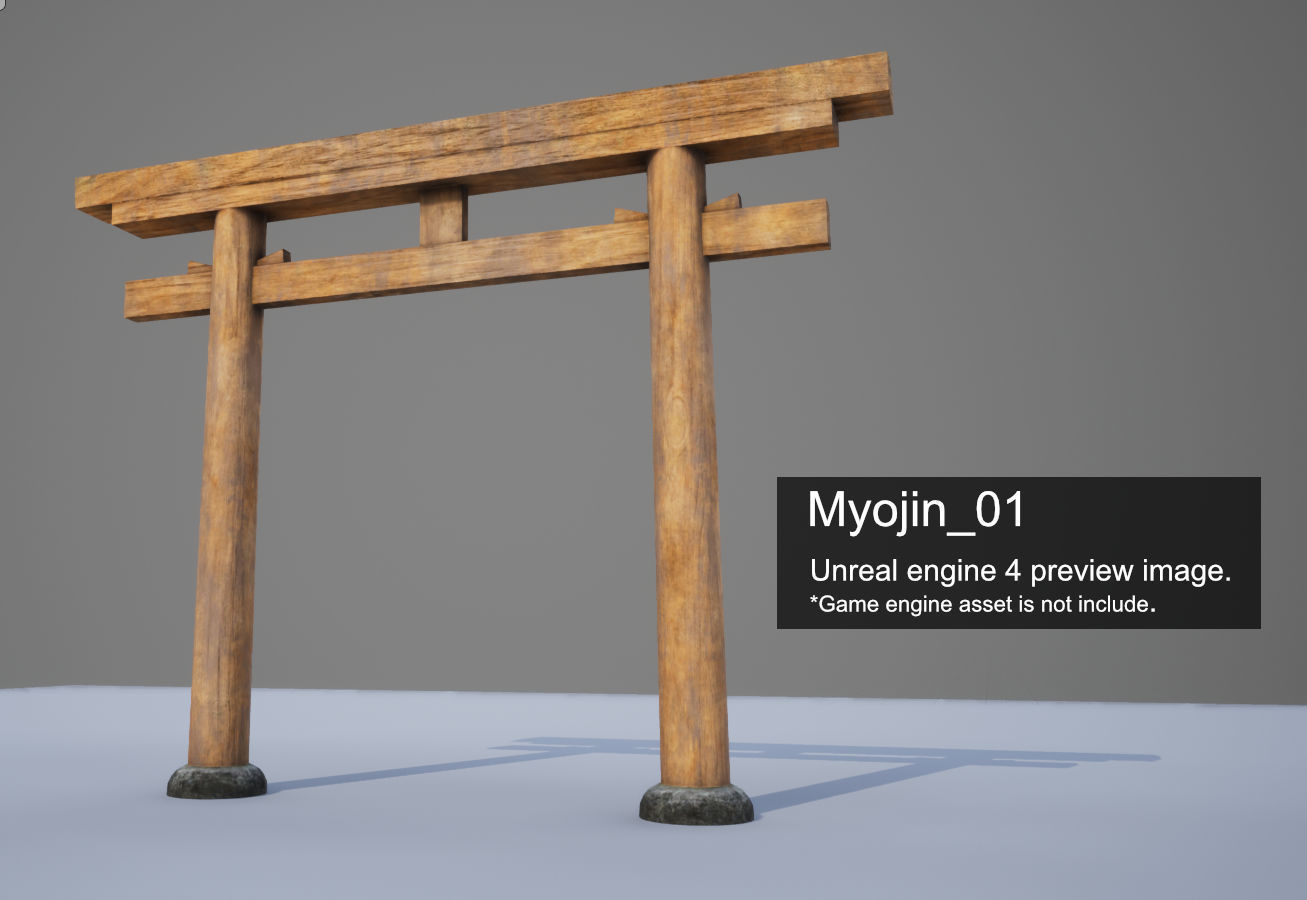 3D model Japanese Torii Set -Myojin Torii- VR / AR / low-poly | CGTrader