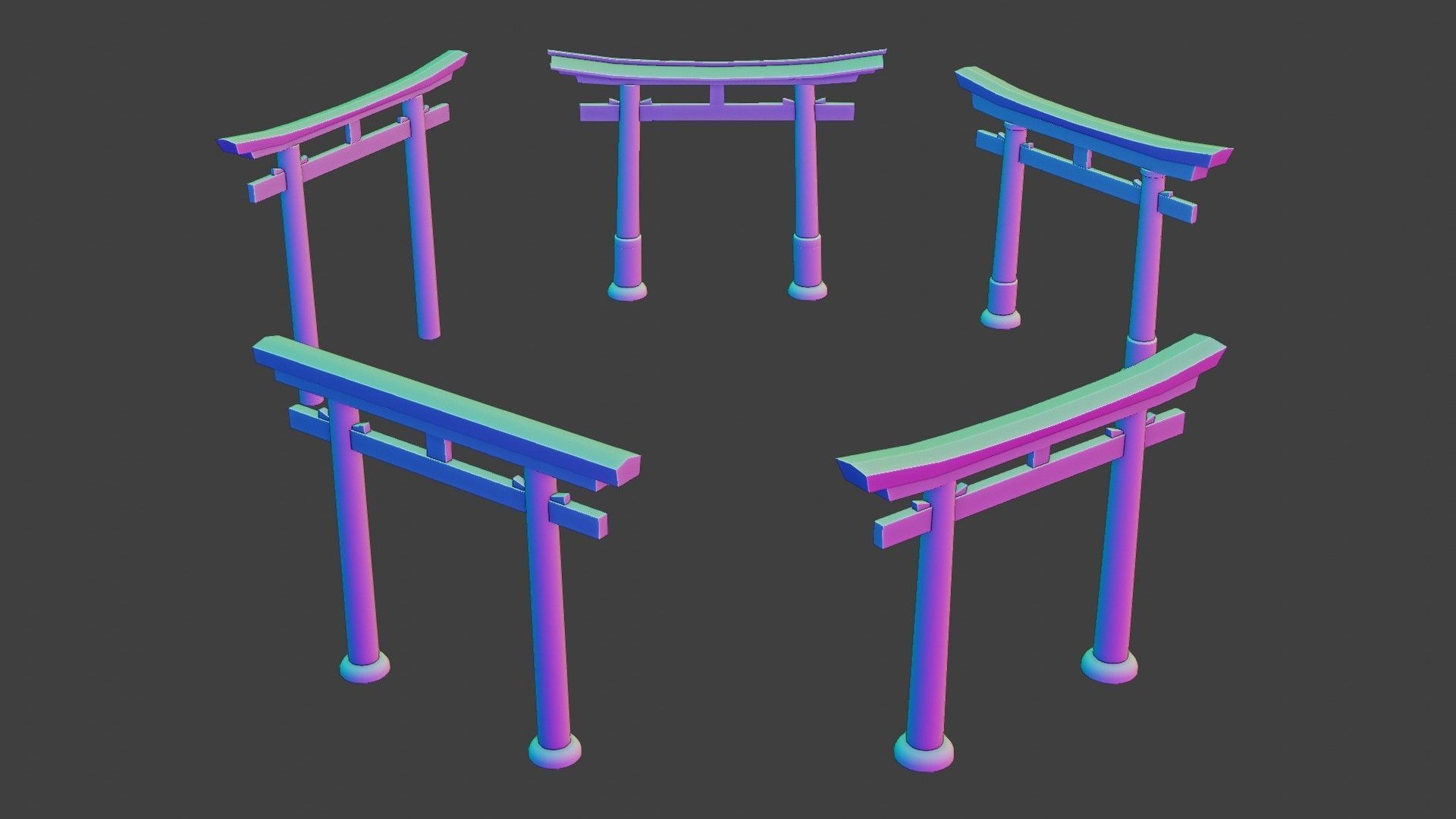 3D model Japanese Torii Set -Myojin Torii- VR / AR / low-poly | CGTrader