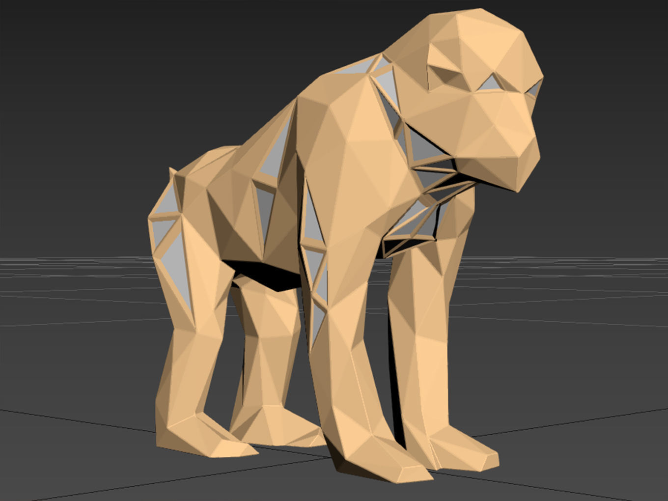 Polygonal Monkey Parametric 3D model 3D printable | CGTrader