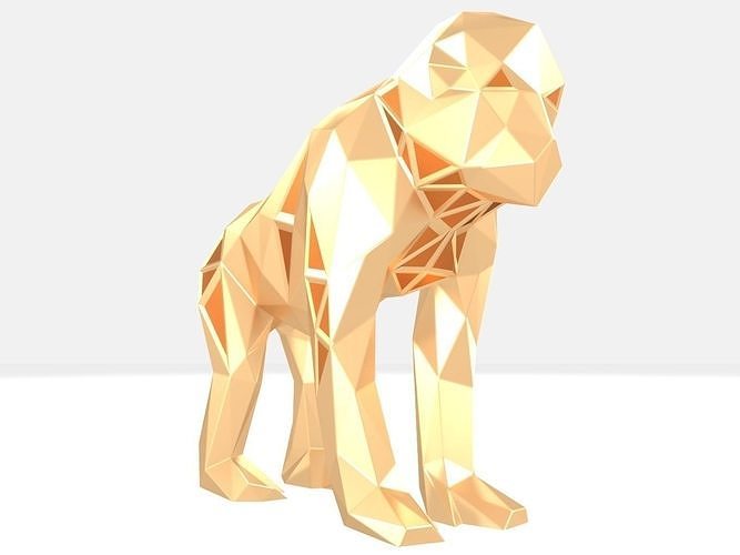 Polygonal Monkey Parametric 3D model 3D printable | CGTrader