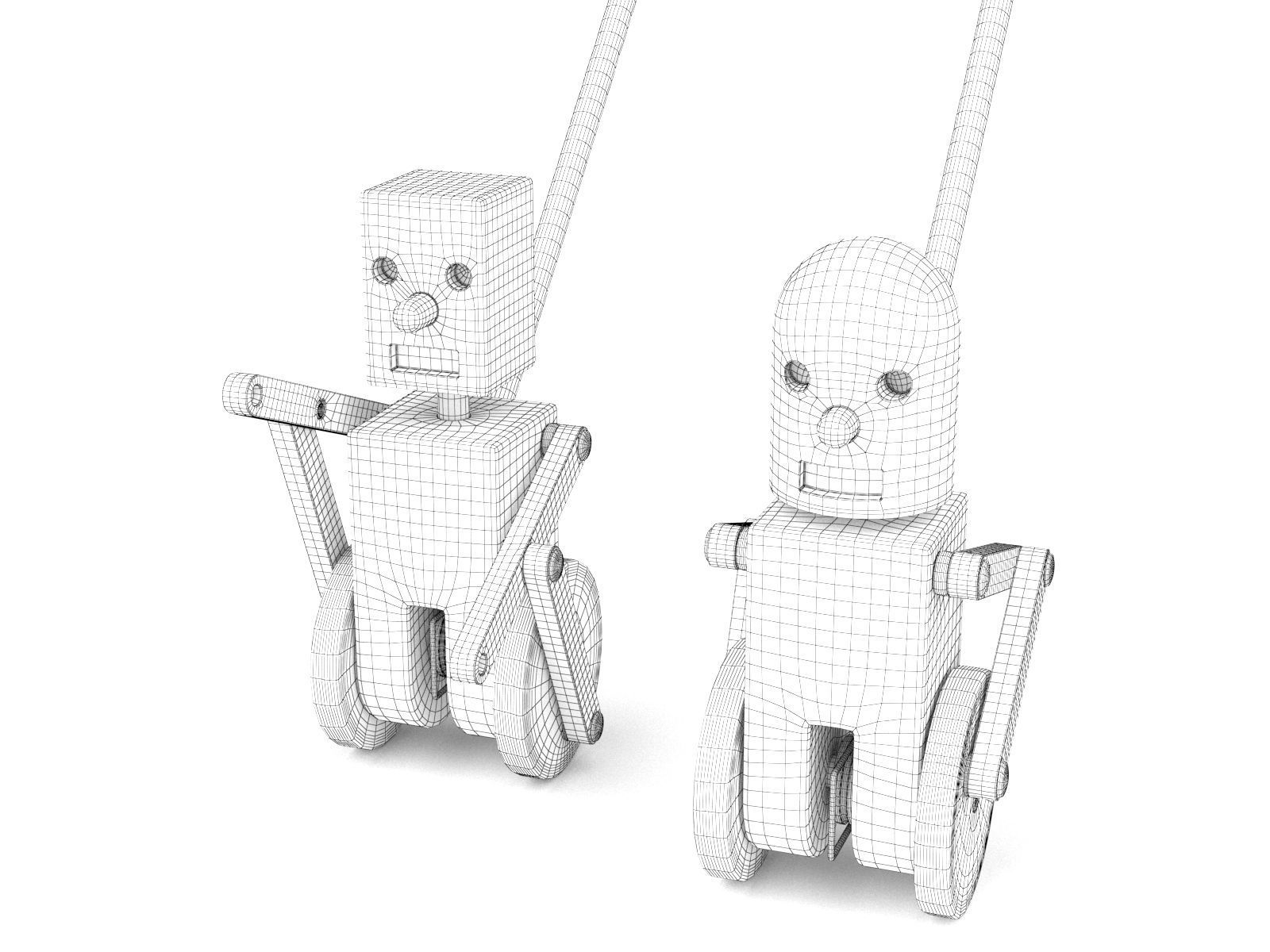 Wooden toy robots 02 3D model | CGTrader