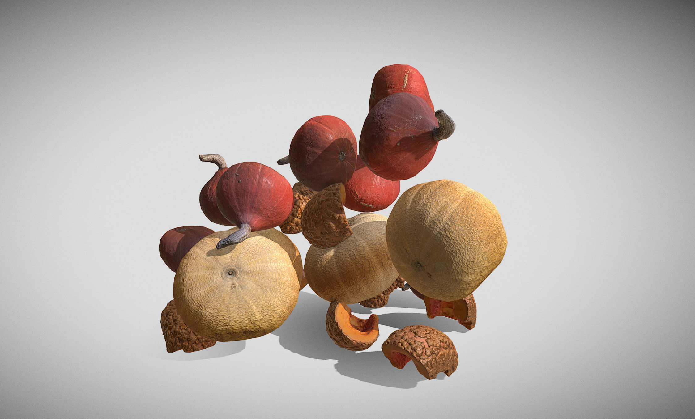 3D model two pumpkins and a slice VR / AR / low-poly | CGTrader