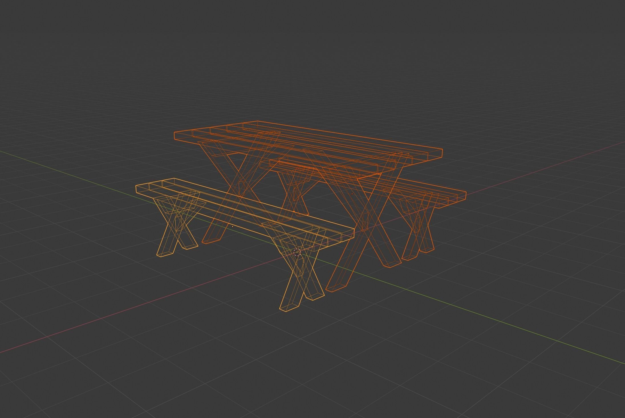 Wood Picnic Table with Separate Detached Benches free 3D model | CGTrader
