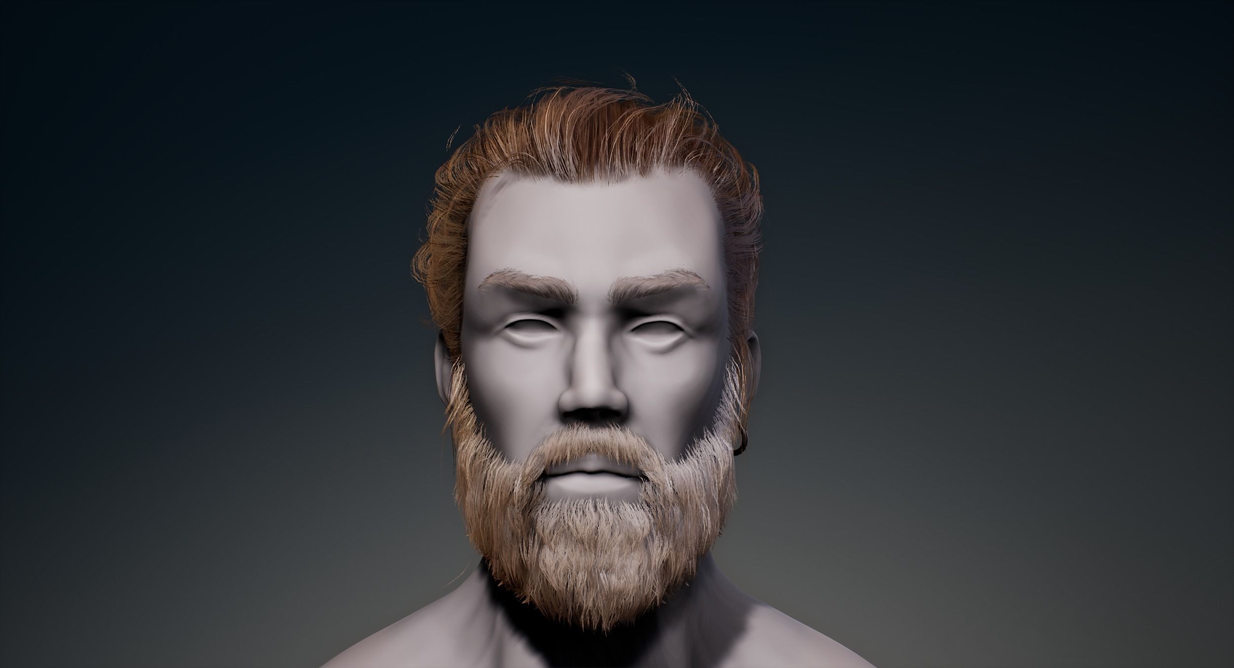 3D model Game Hair - Man Real-time Hairstyle Beard and Eyebrows VR / AR ...