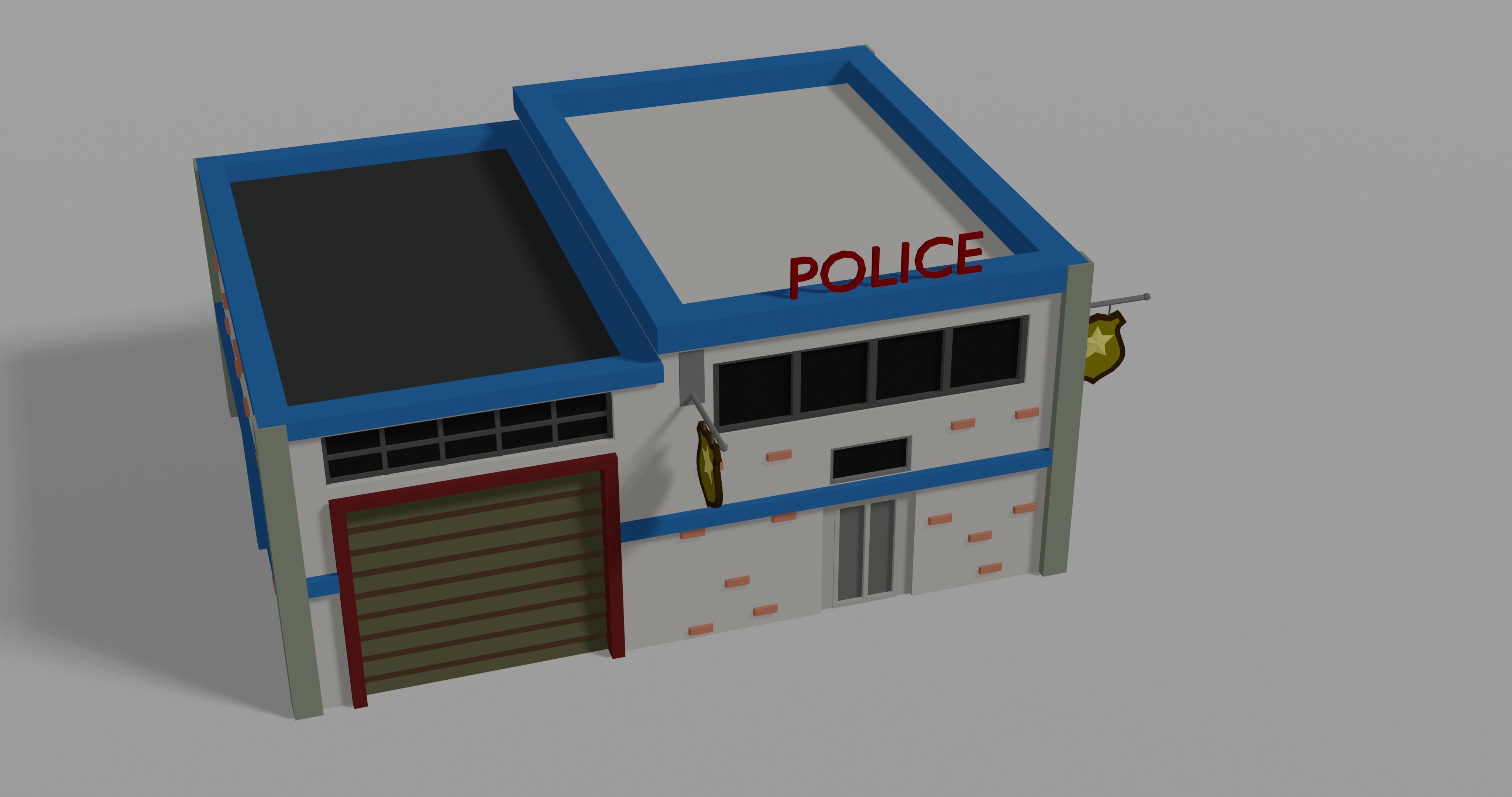 Police building Low Poly isometric free VR / AR / low-poly 3D model ...