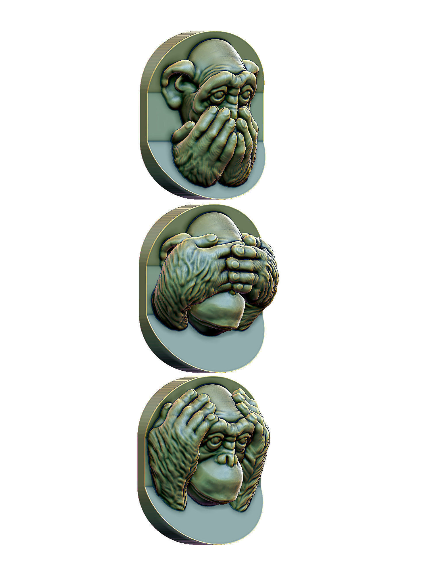 The Three Wise Monkeys 3D model 3D printable | CGTrader