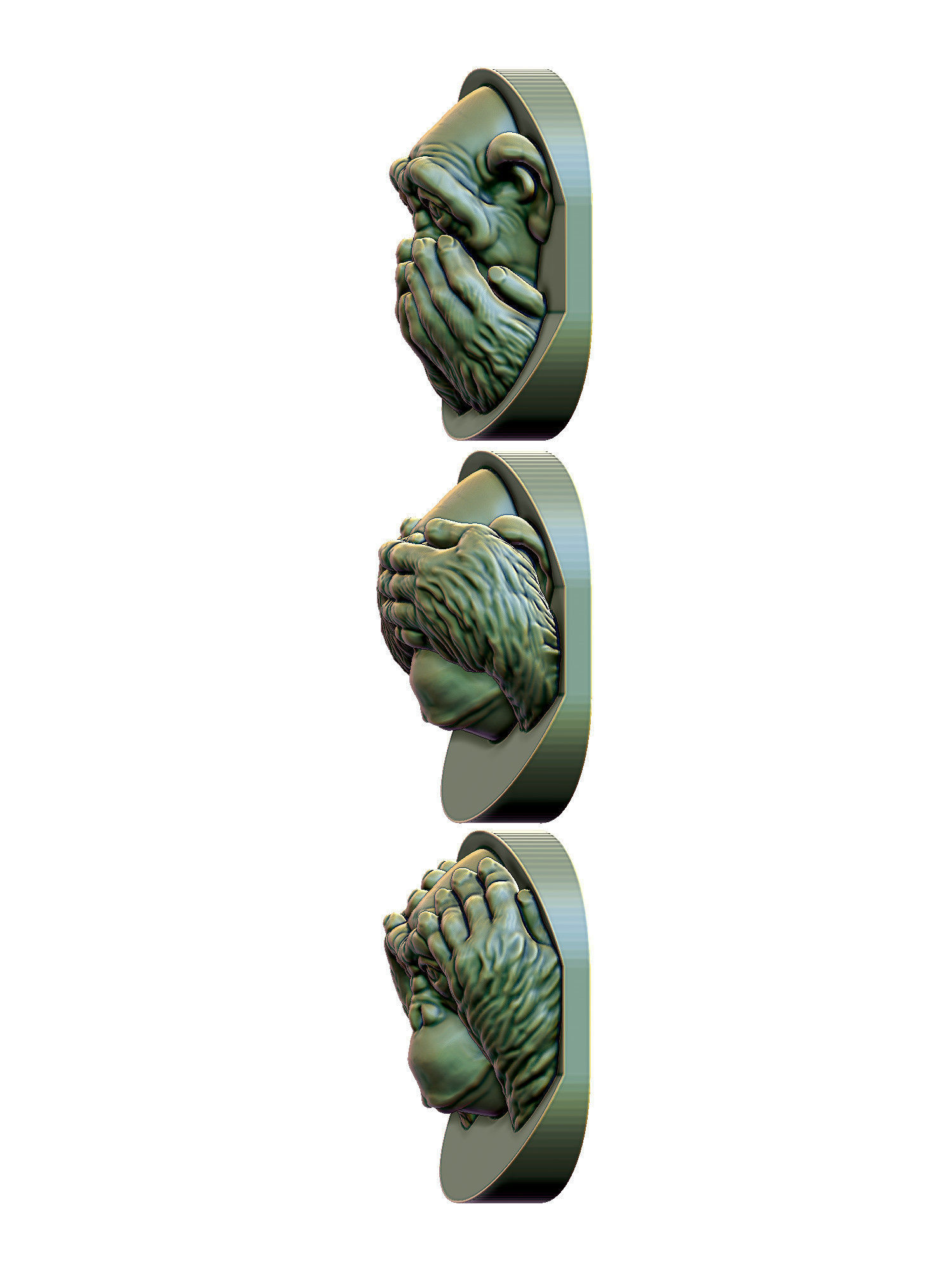 The Three Wise Monkeys 3D model 3D printable | CGTrader