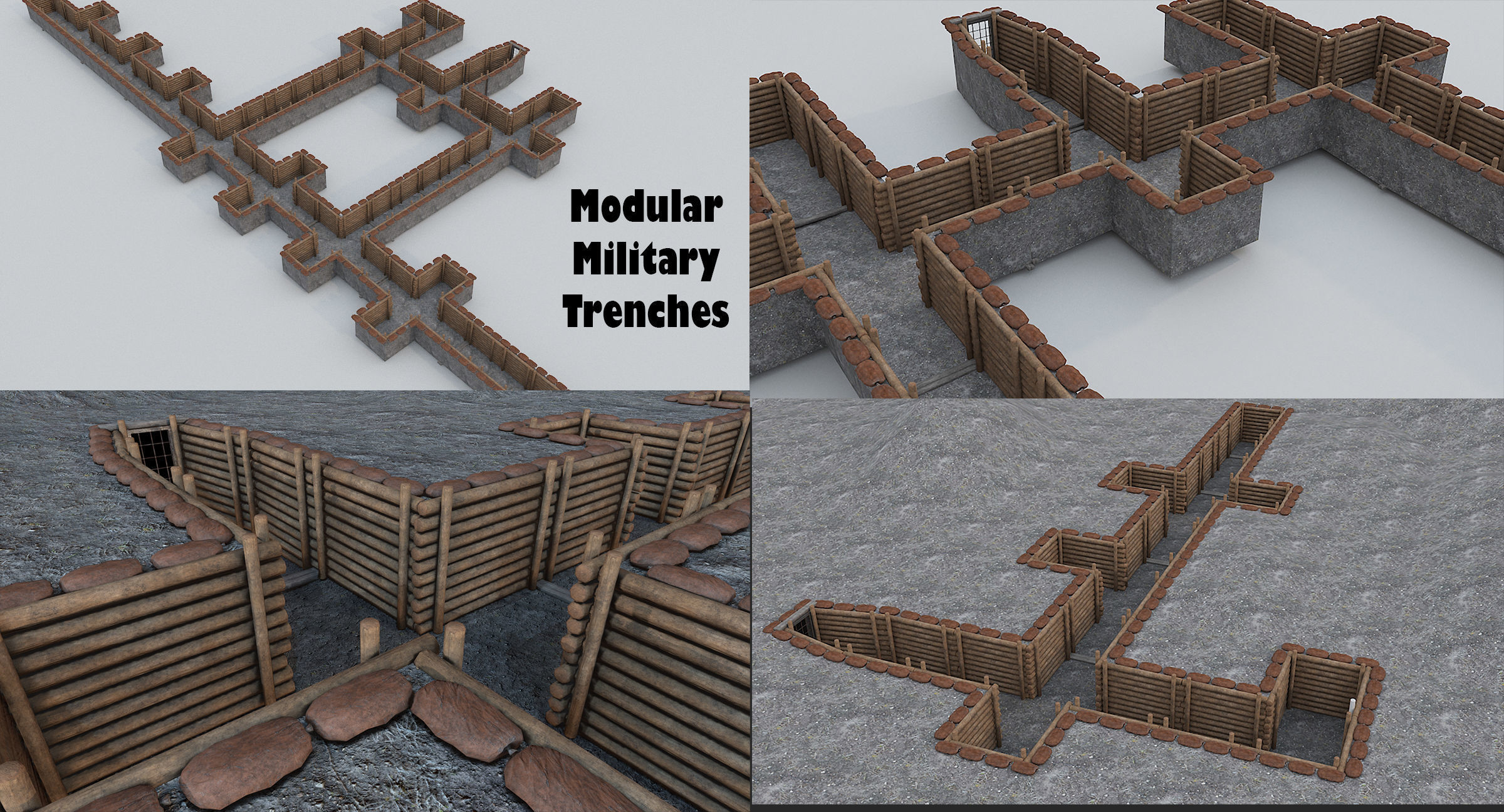 3D model Modular Military Trenches VR / AR / low-poly | CGTrader