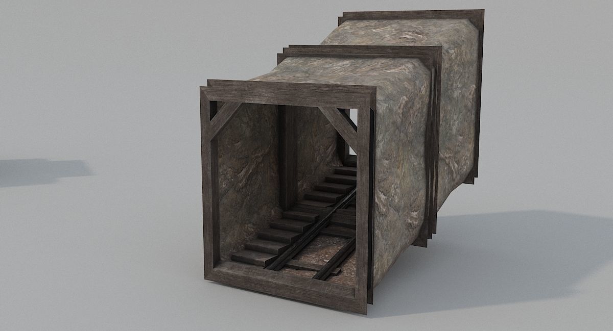 3D model Modular Low Poly PBR Underground Mine VR / AR / low-poly ...