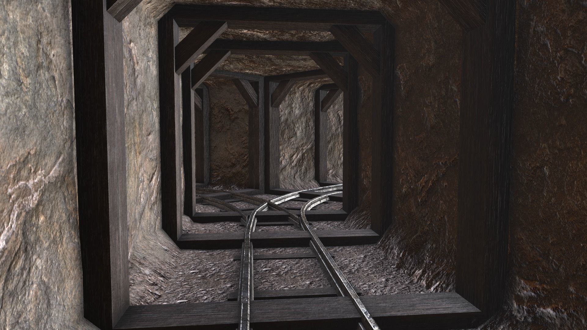 3D model Modular Low Poly PBR Underground Mine VR / AR / low-poly ...