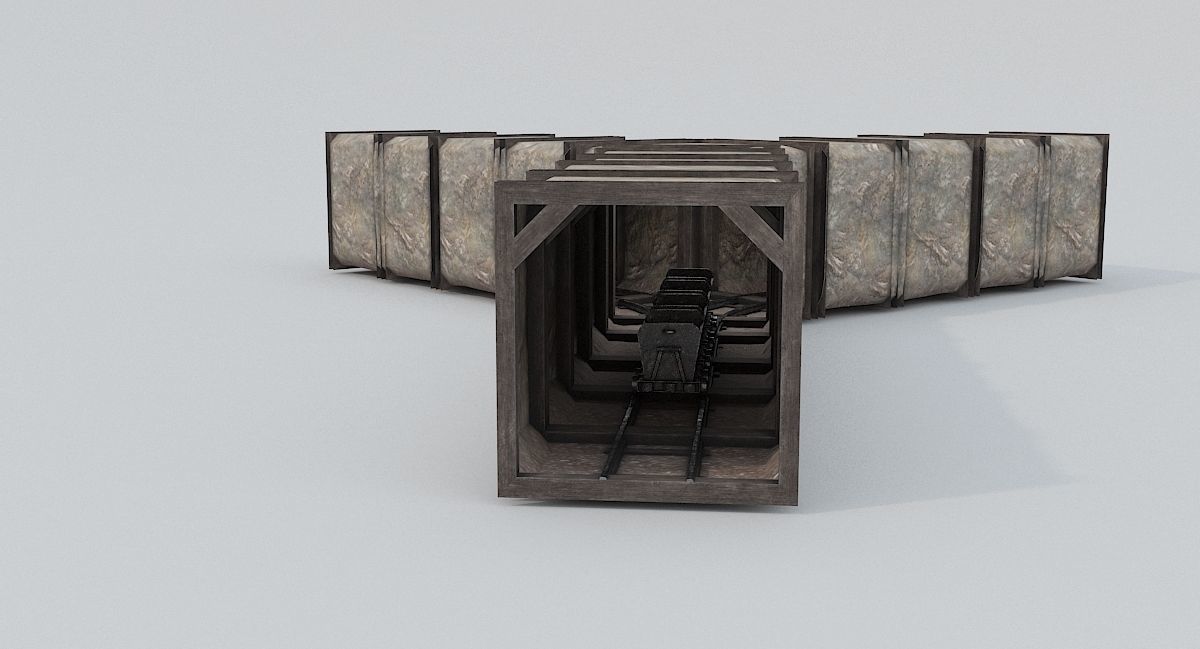 3D model Modular Low Poly PBR Underground Mine VR / AR / low-poly ...