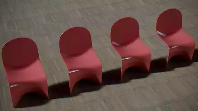 3D model chair four chairs in row VR / AR / low-poly | CGTrader
