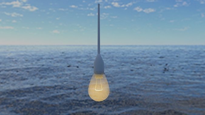 Low poly bulb model light floating in ocean animation free VR / AR ...
