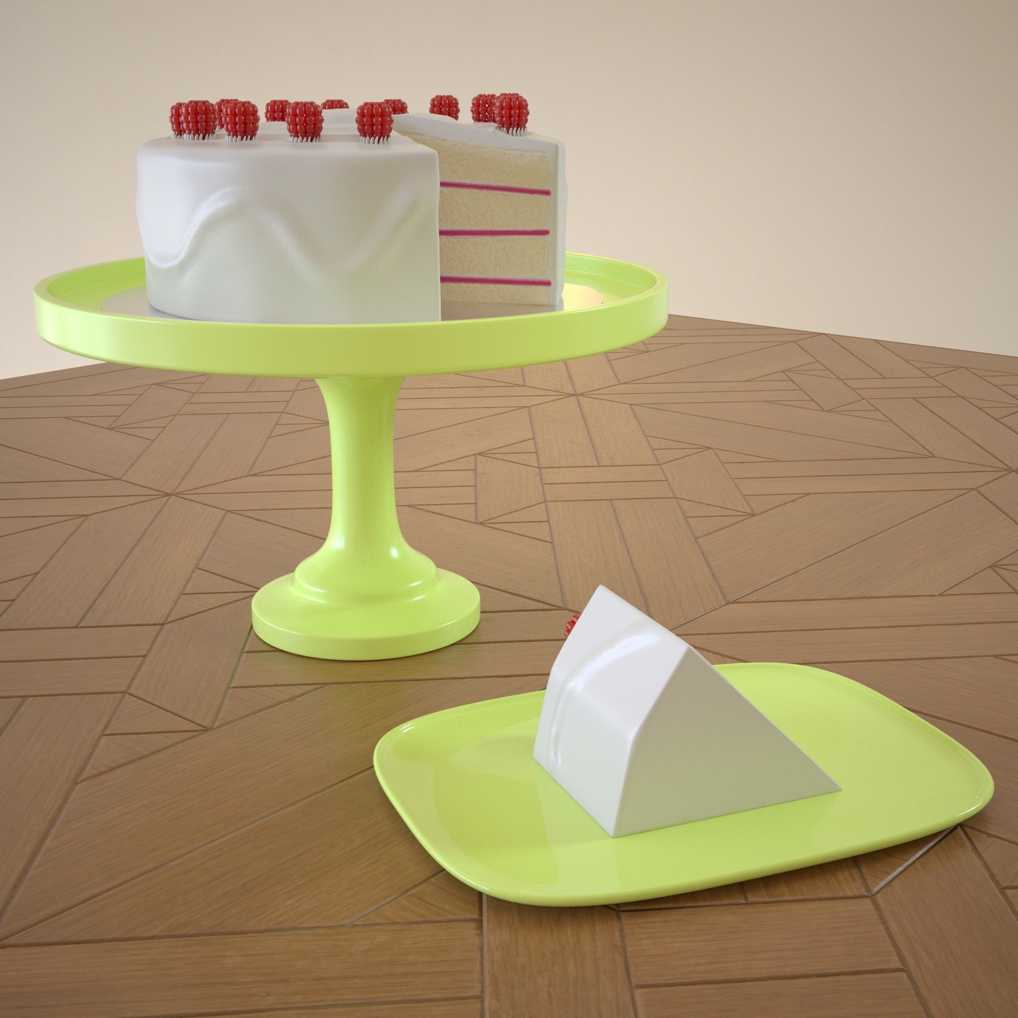 Raspberry layer cake 3D model | CGTrader