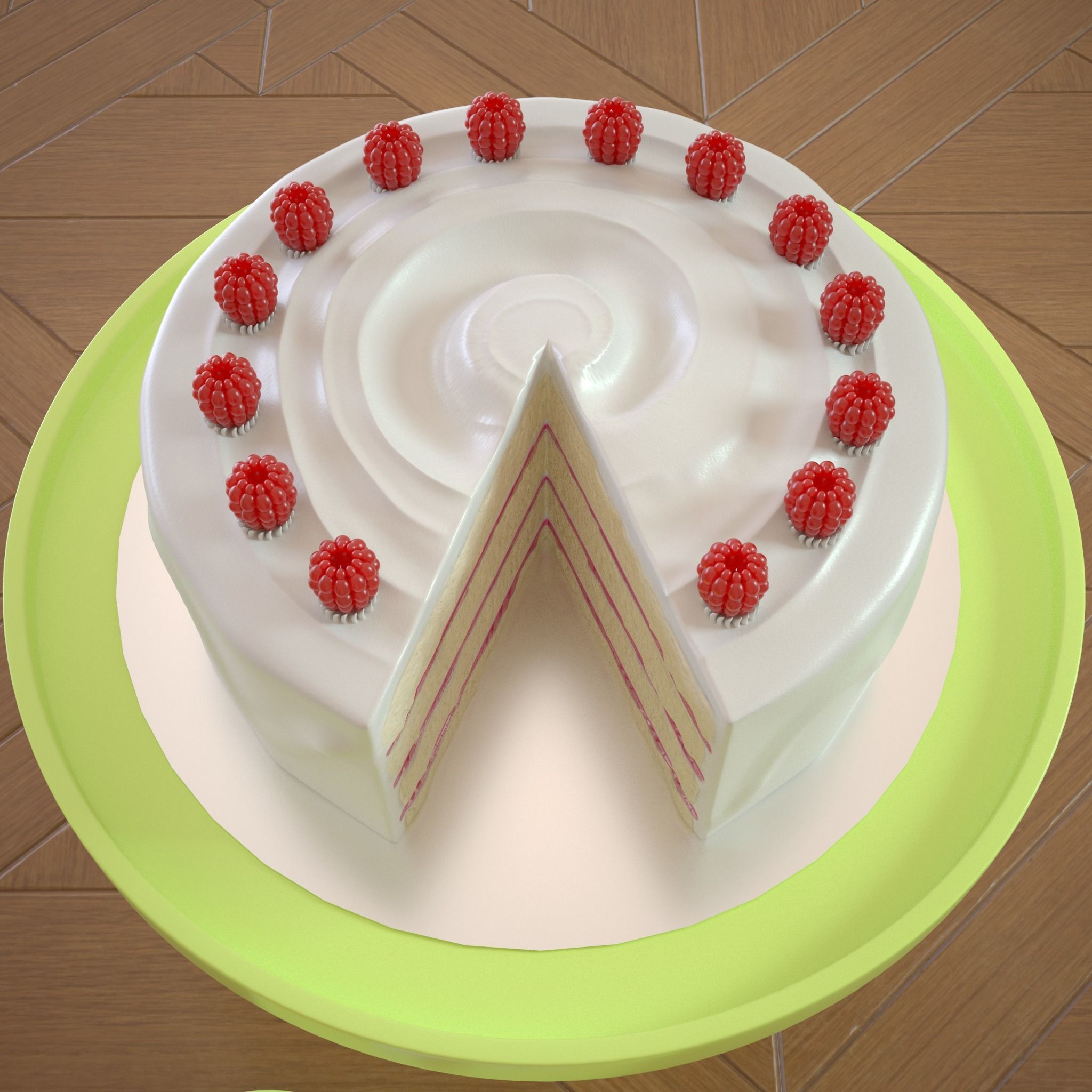 Raspberry layer cake 3D model | CGTrader