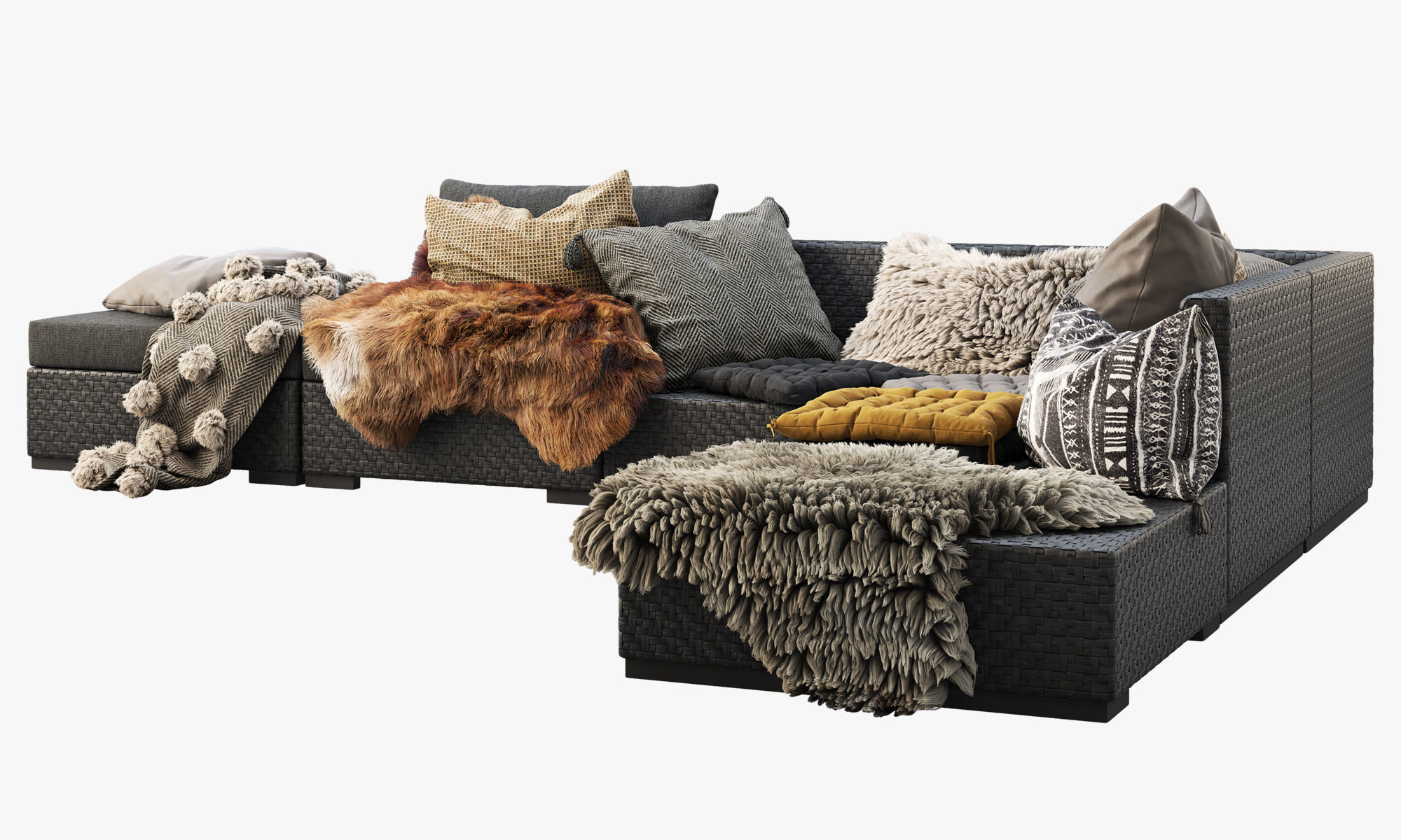 Brown Jordan 4M outdoor wicker modular sofa 3D model | CGTrader