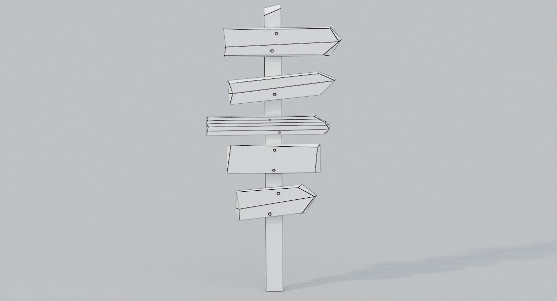 3D model Signpost7 wooden sign with arrows pointing VR / AR / low-poly ...