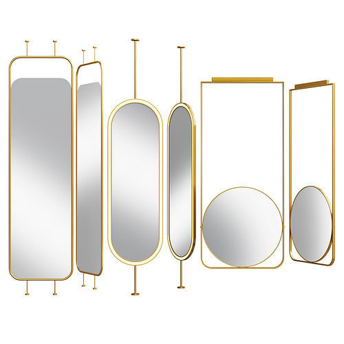 mirror set of brass mirrors 3D model | CGTrader