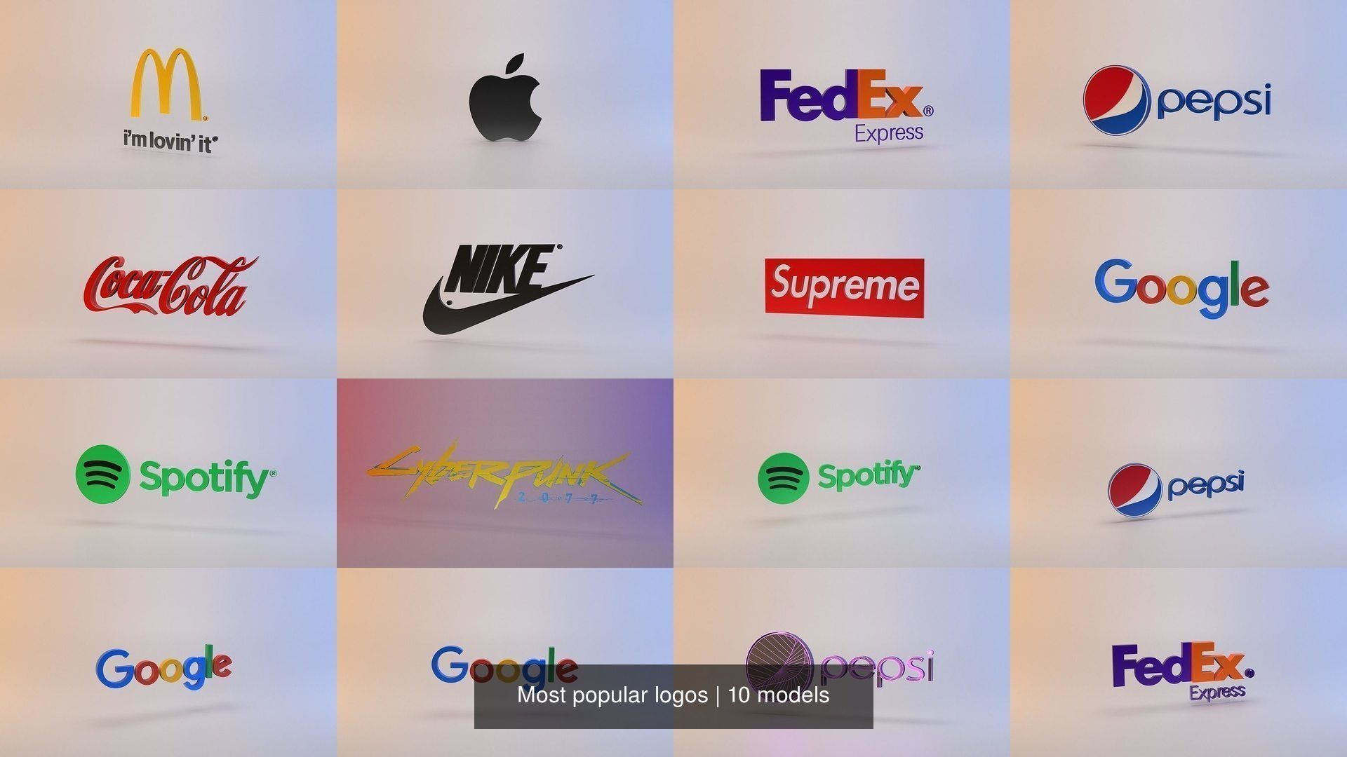 3D Model Collection Most popular logos VR / AR / low-poly | CGTrader