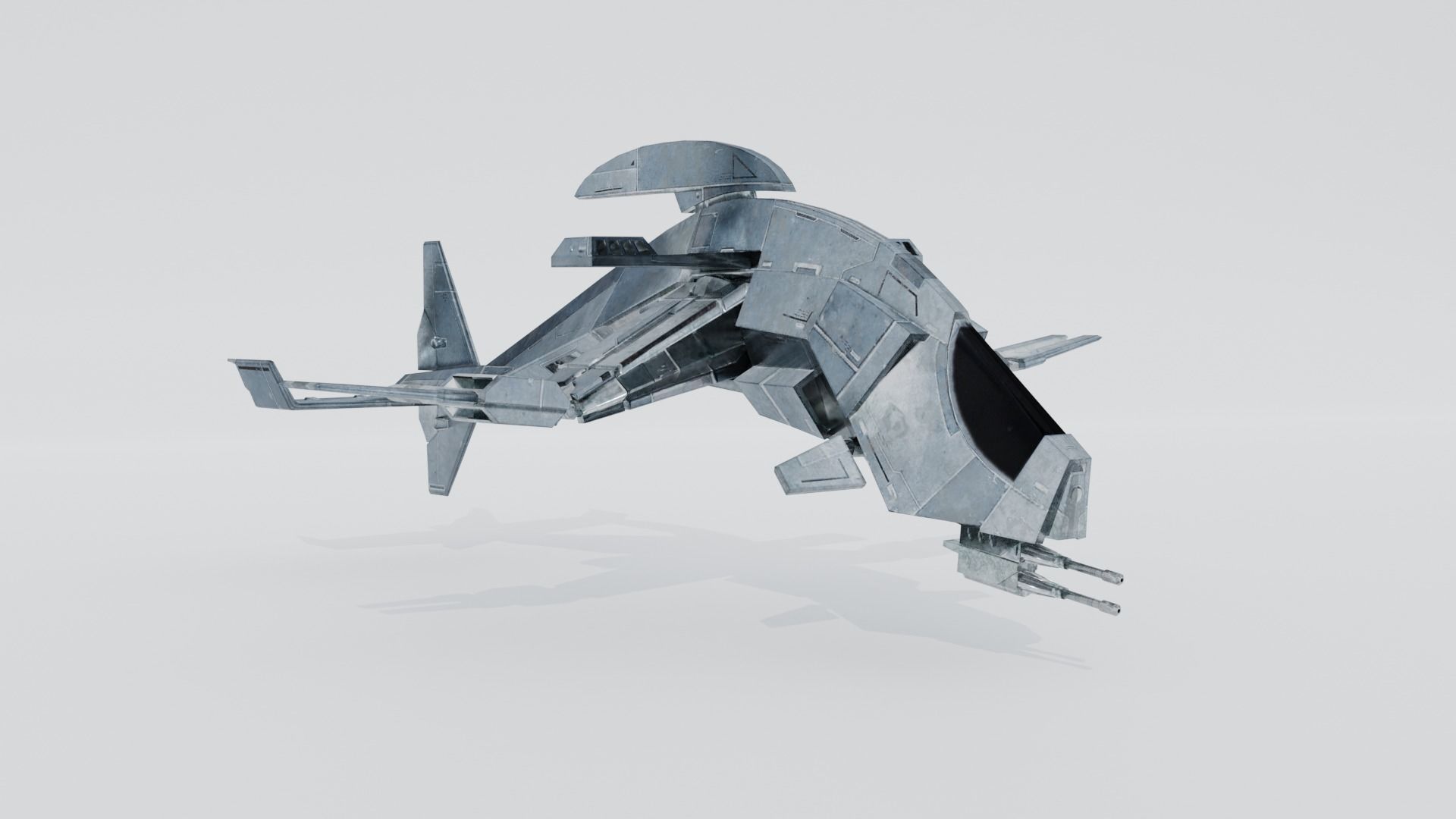 3D model 3D LowPoly SpaceShip metal flying in air VR / AR / low-poly ...