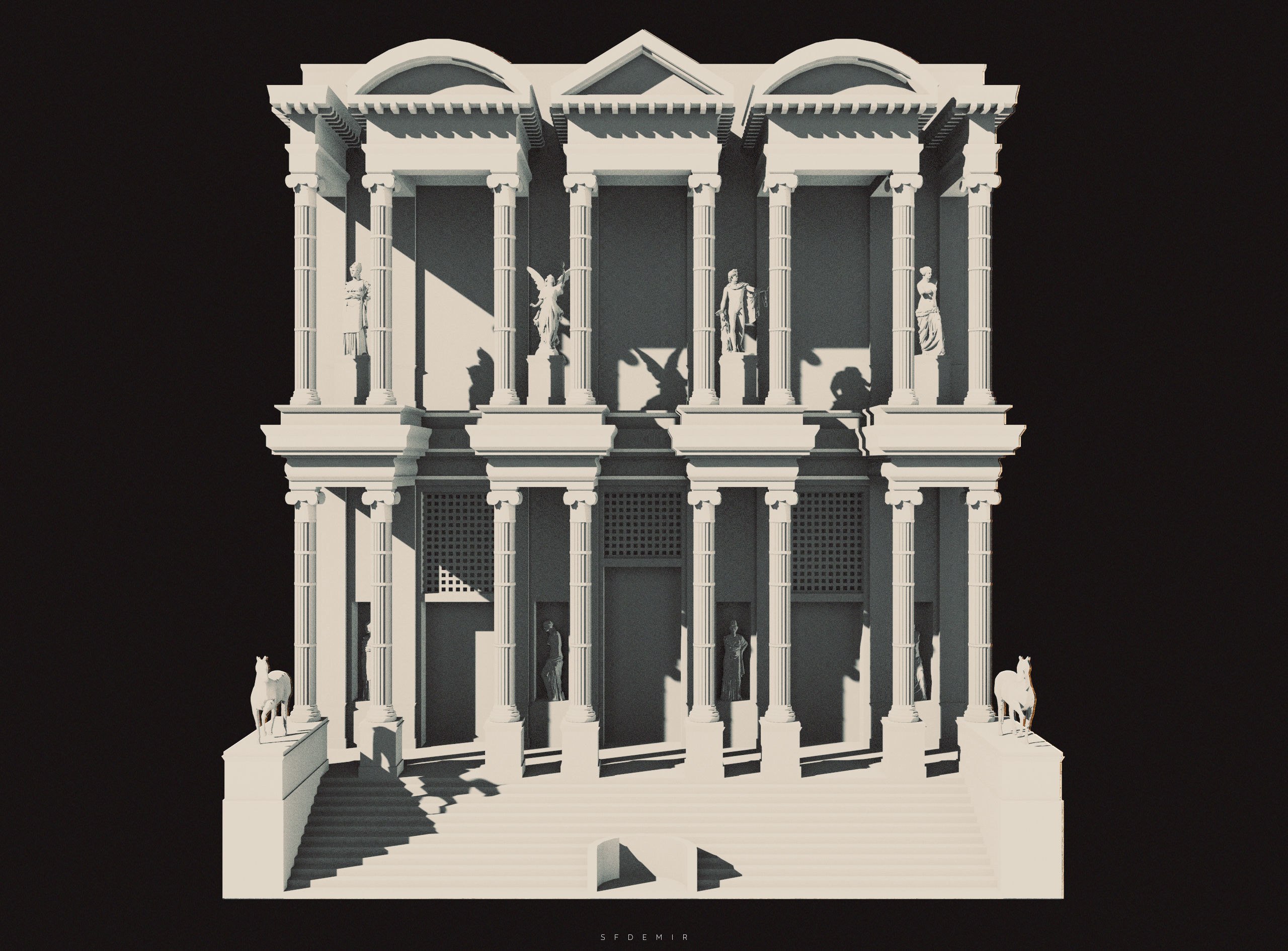 3D model Library Of Celsus - Ephesus PBR VR / AR / low-poly | CGTrader