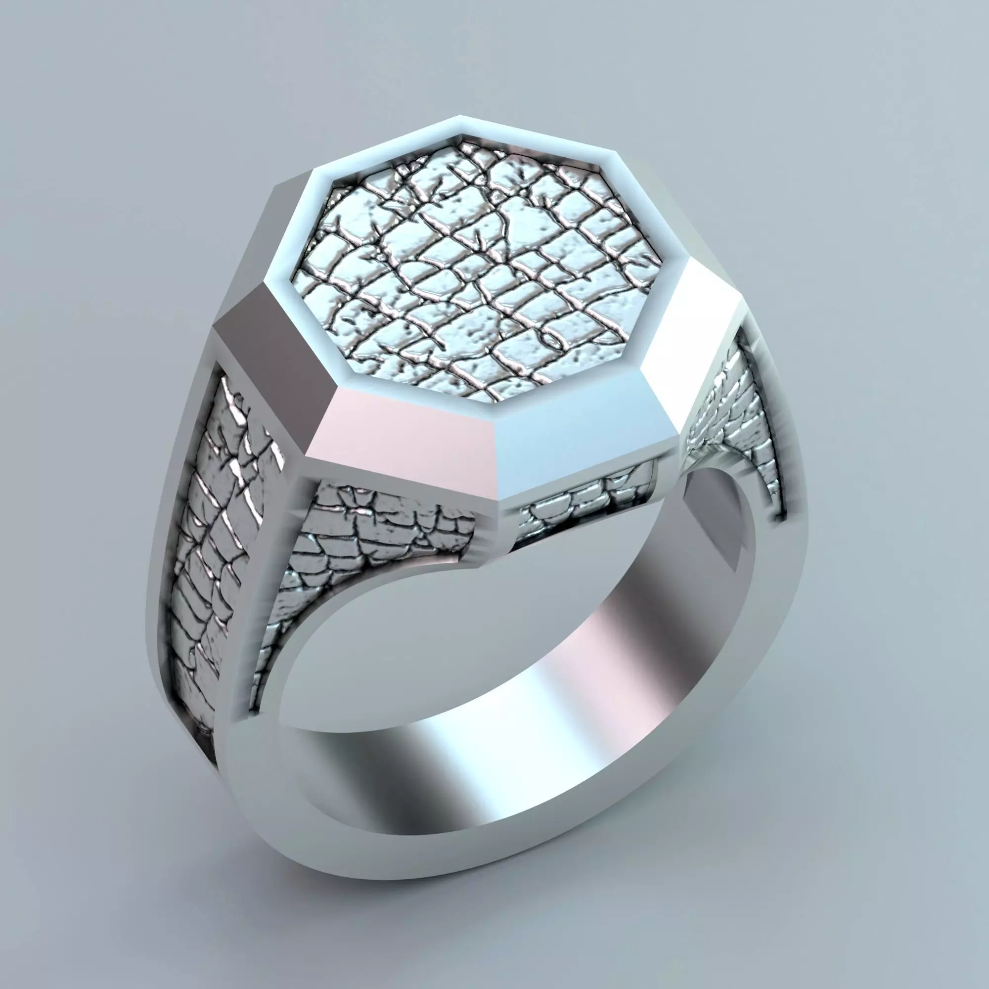 Octagon men ring 3D model 3D printable | CGTrader
