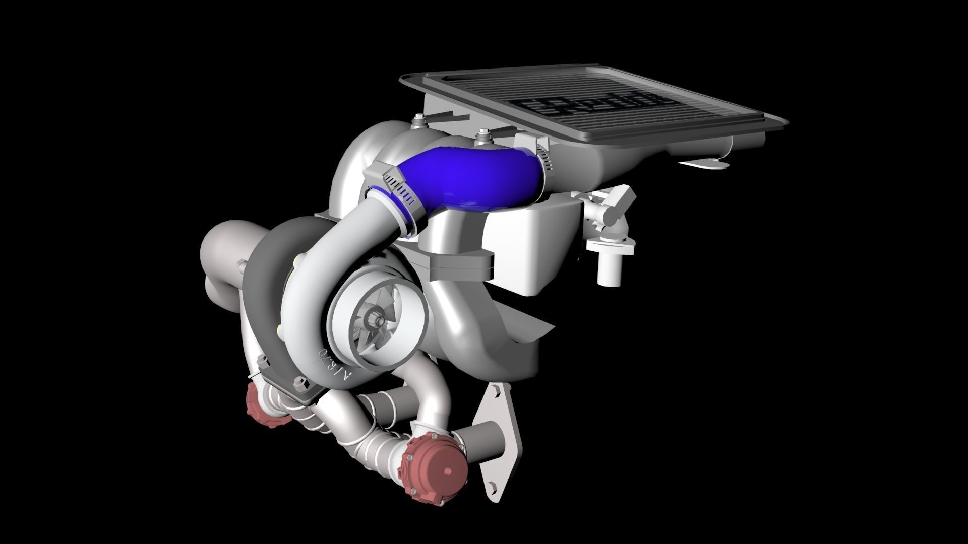 Rotary 13B T Turbo Setup 3D model | CGTrader