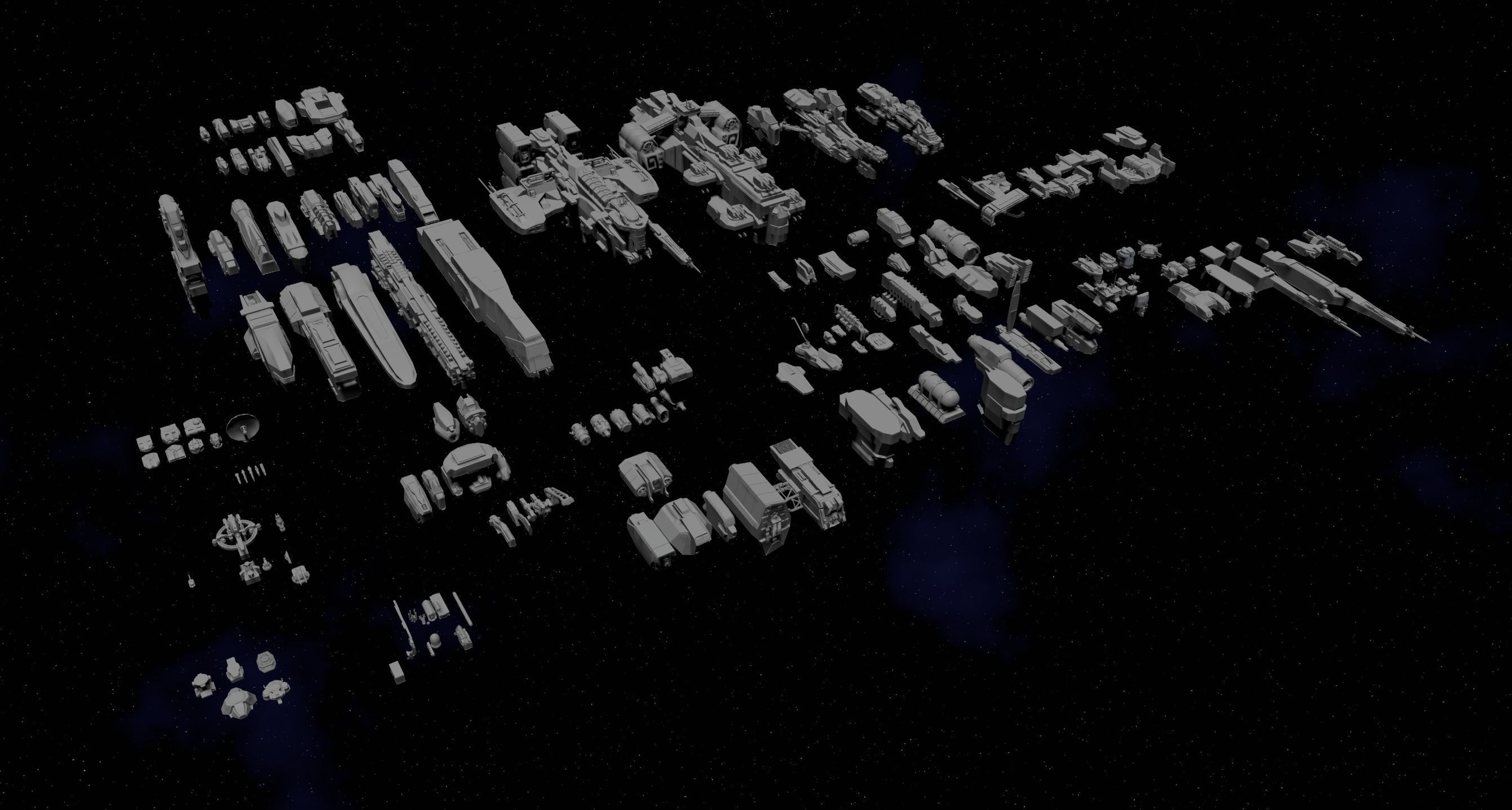 Sci-Fi Space Ships Kitbash Kit 3D model | CGTrader