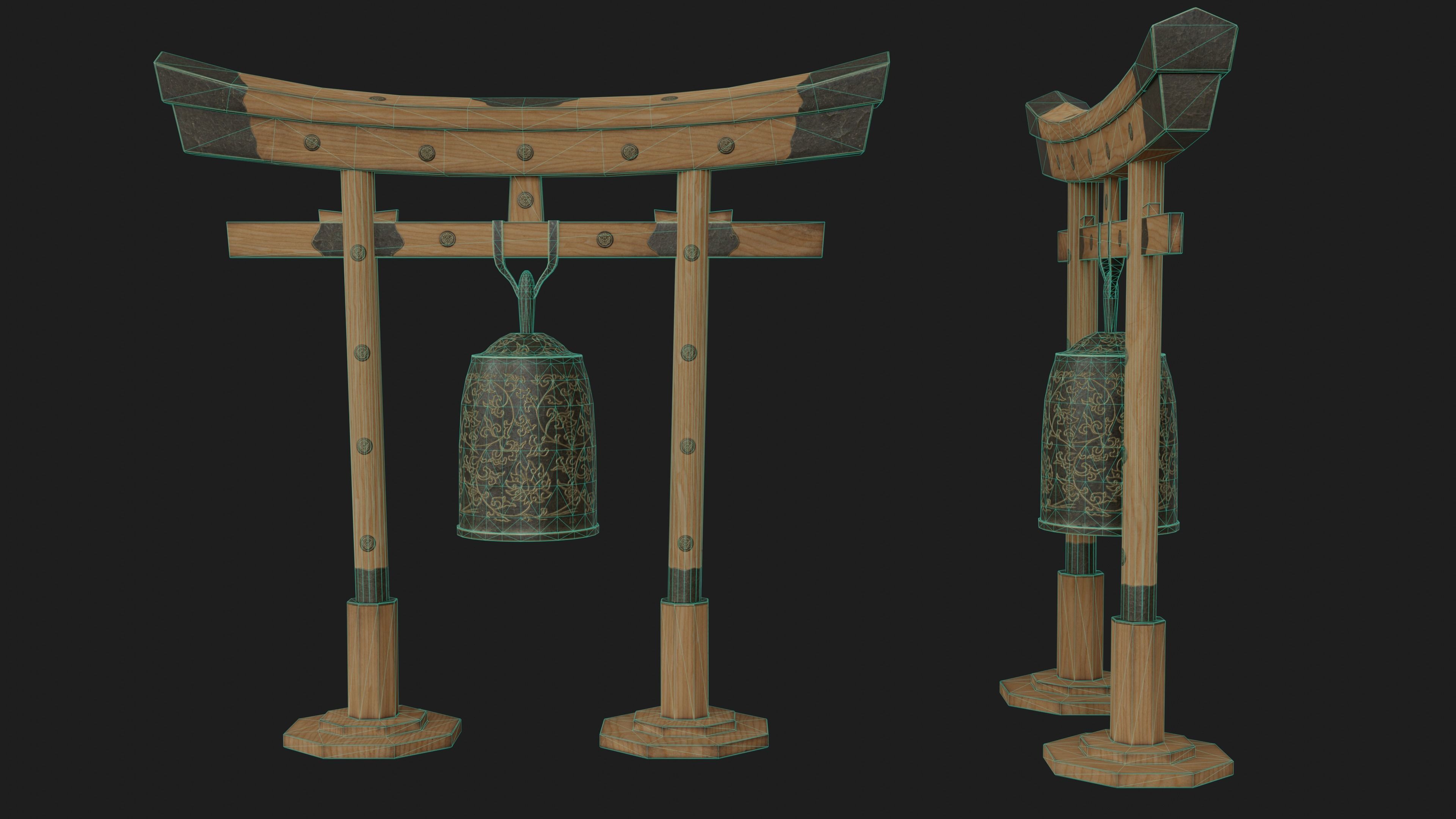 3D model Asian bell VR / AR / low-poly | CGTrader