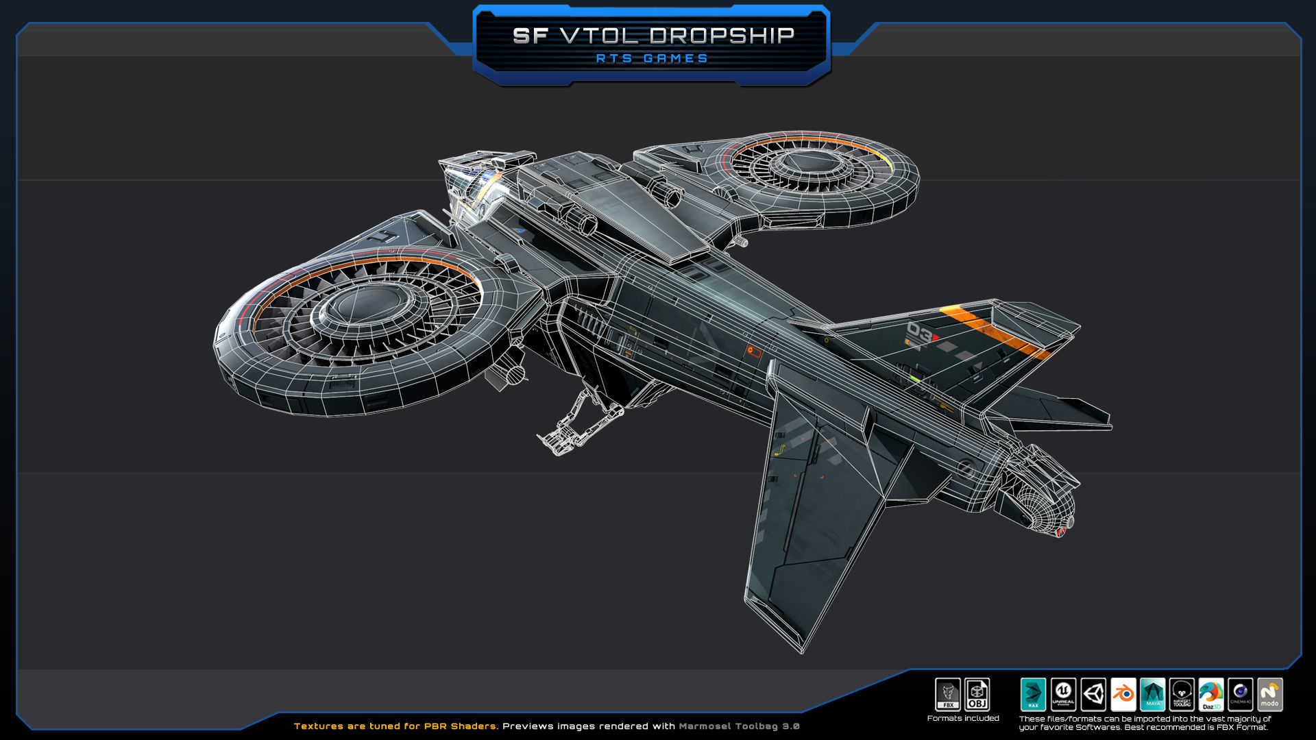 3D model SF - VTOL Dropship VR / AR / low-poly | CGTrader