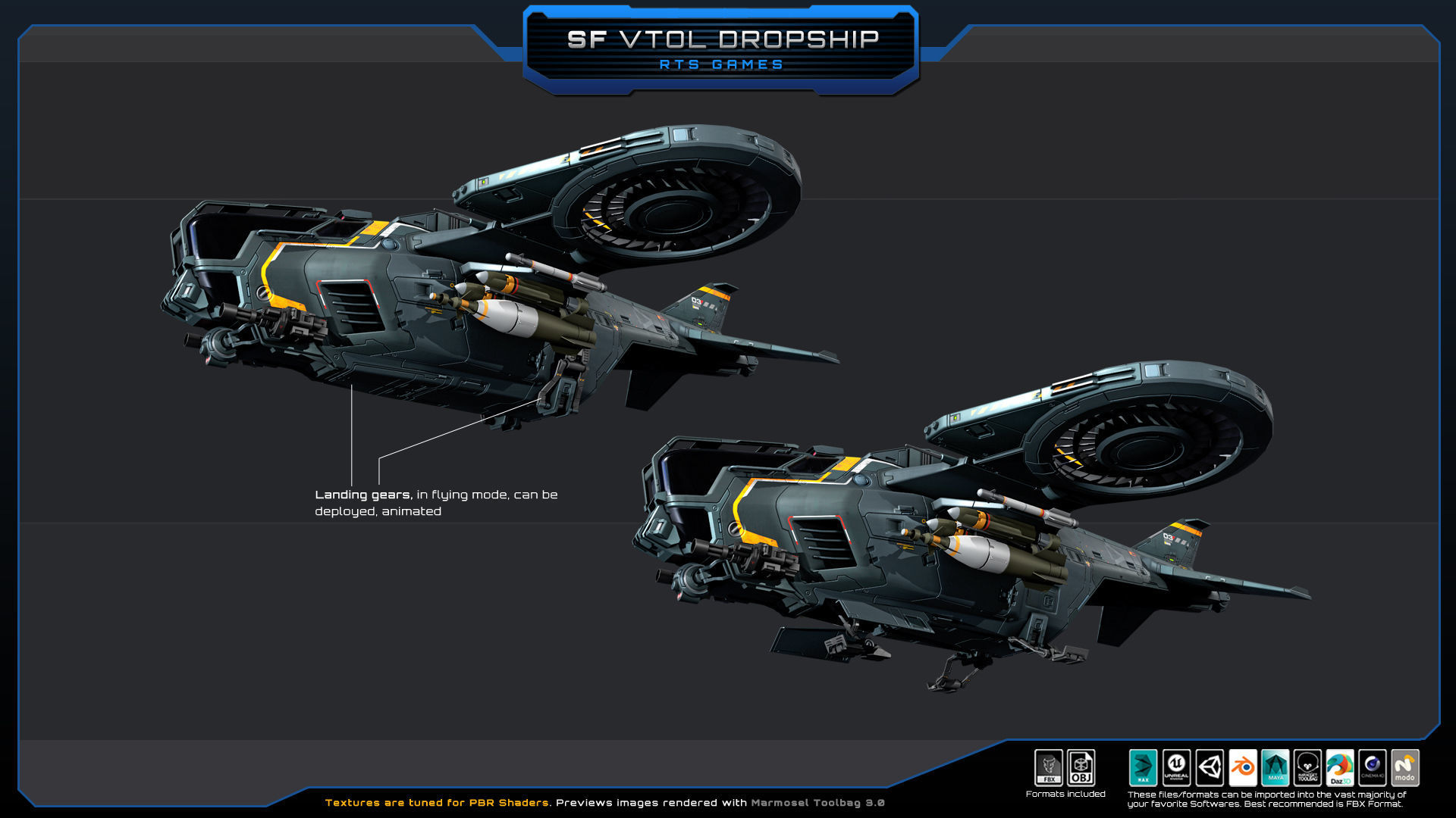 3D model SF - VTOL Dropship VR / AR / low-poly | CGTrader