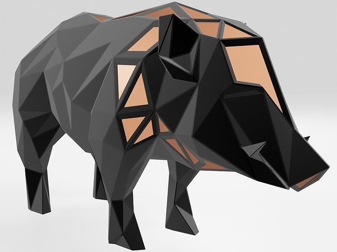Polygonal Wild Boar Parametric 3D model 3D printable | CGTrader