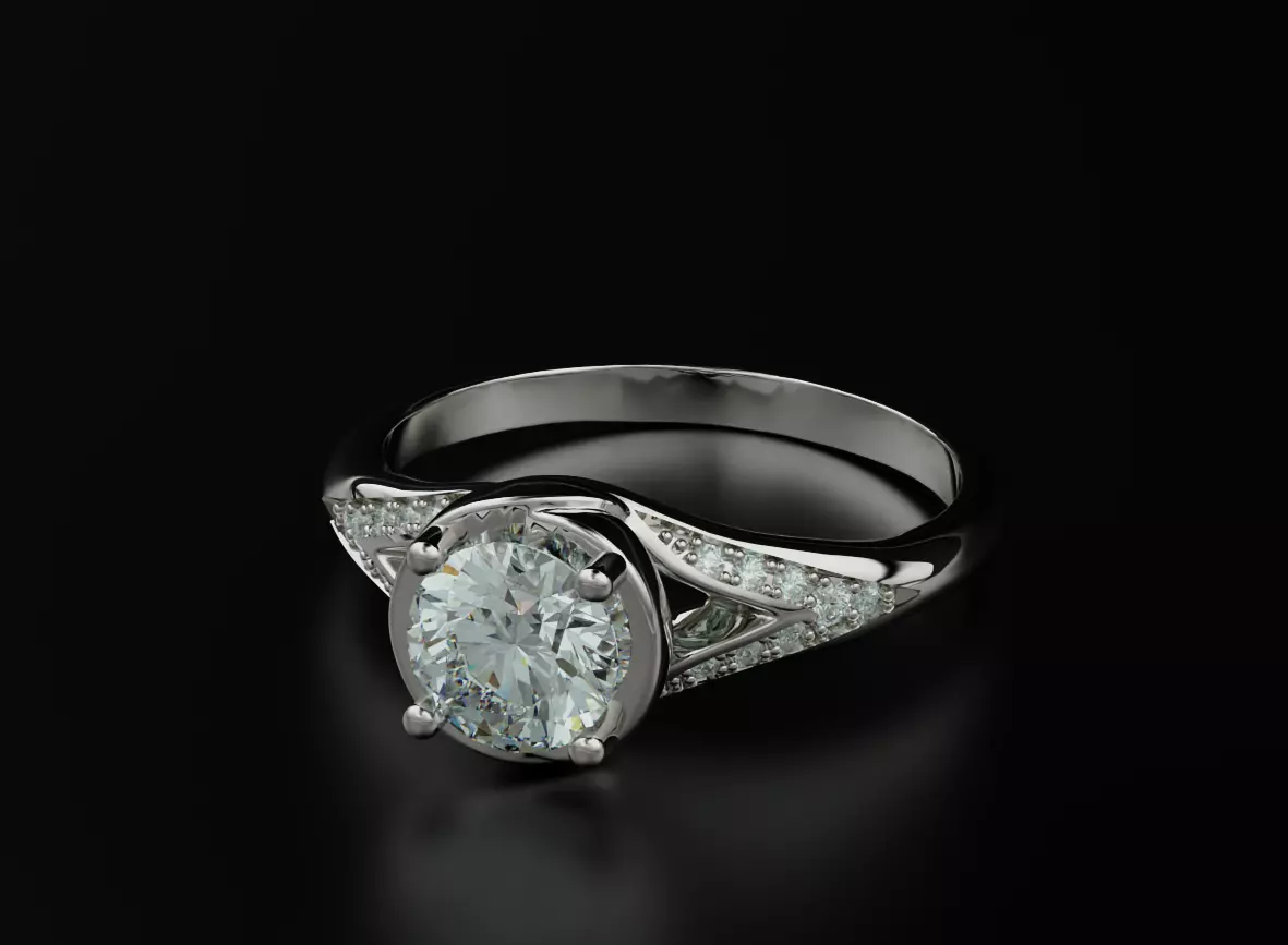 Diamond engagement ring 560 3D model 3D printable | CGTrader