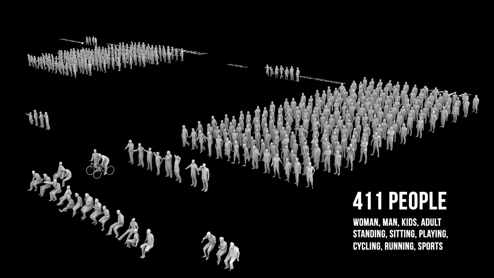 3D model 411 Stylized Human Crowd People Pack VR / AR / low-poly | CGTrader