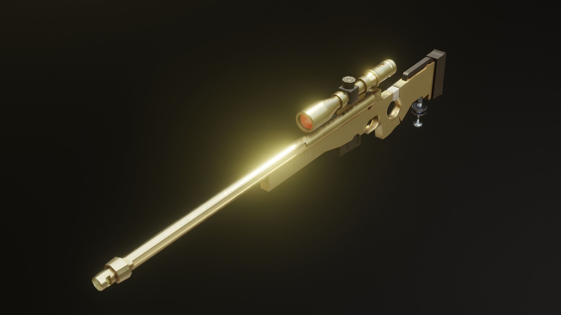 3D model Golden AWP Sniper Rifle game ready with bonus asset VR / AR ...