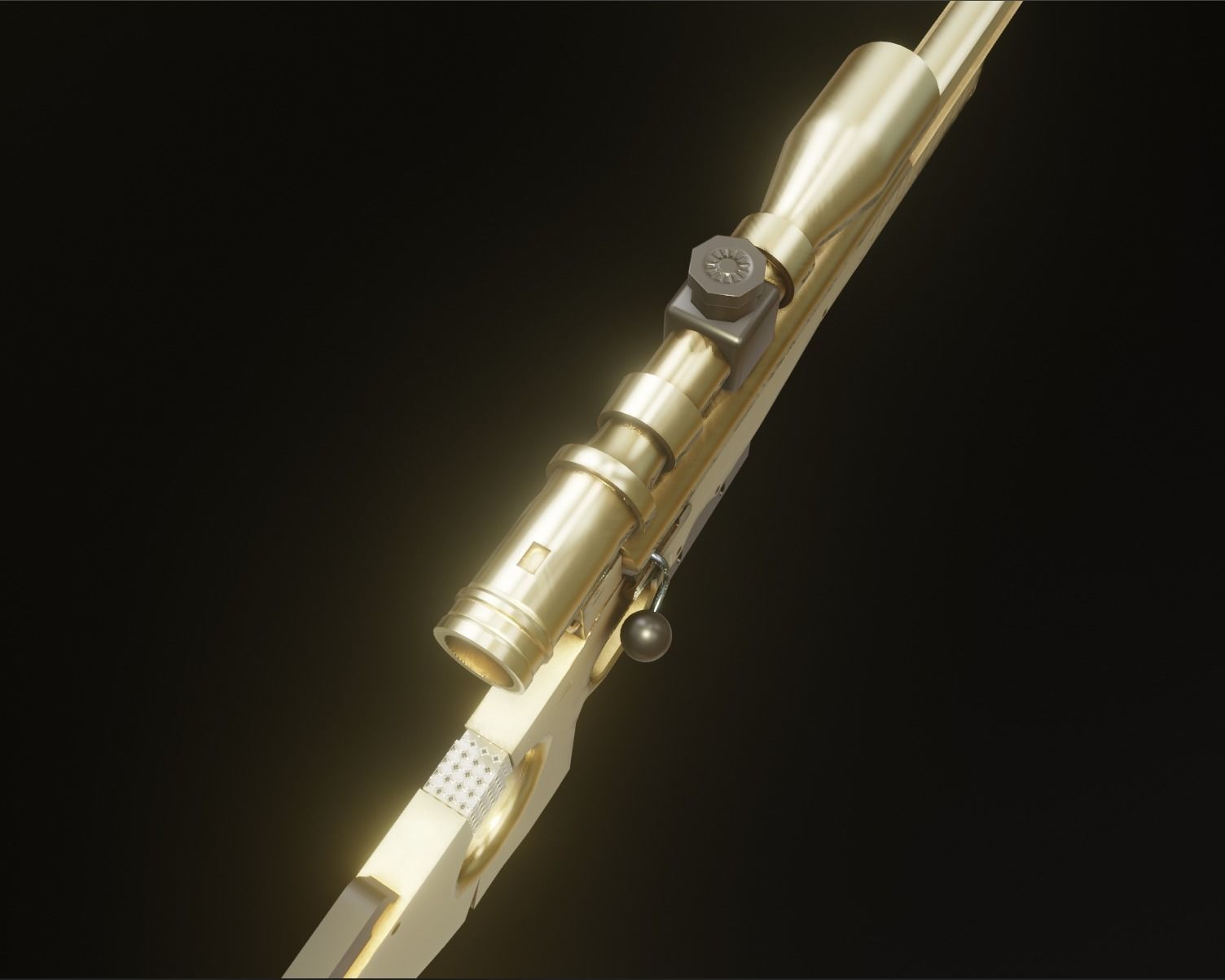 3D model Golden AWP Sniper Rifle game ready with bonus asset VR / AR ...