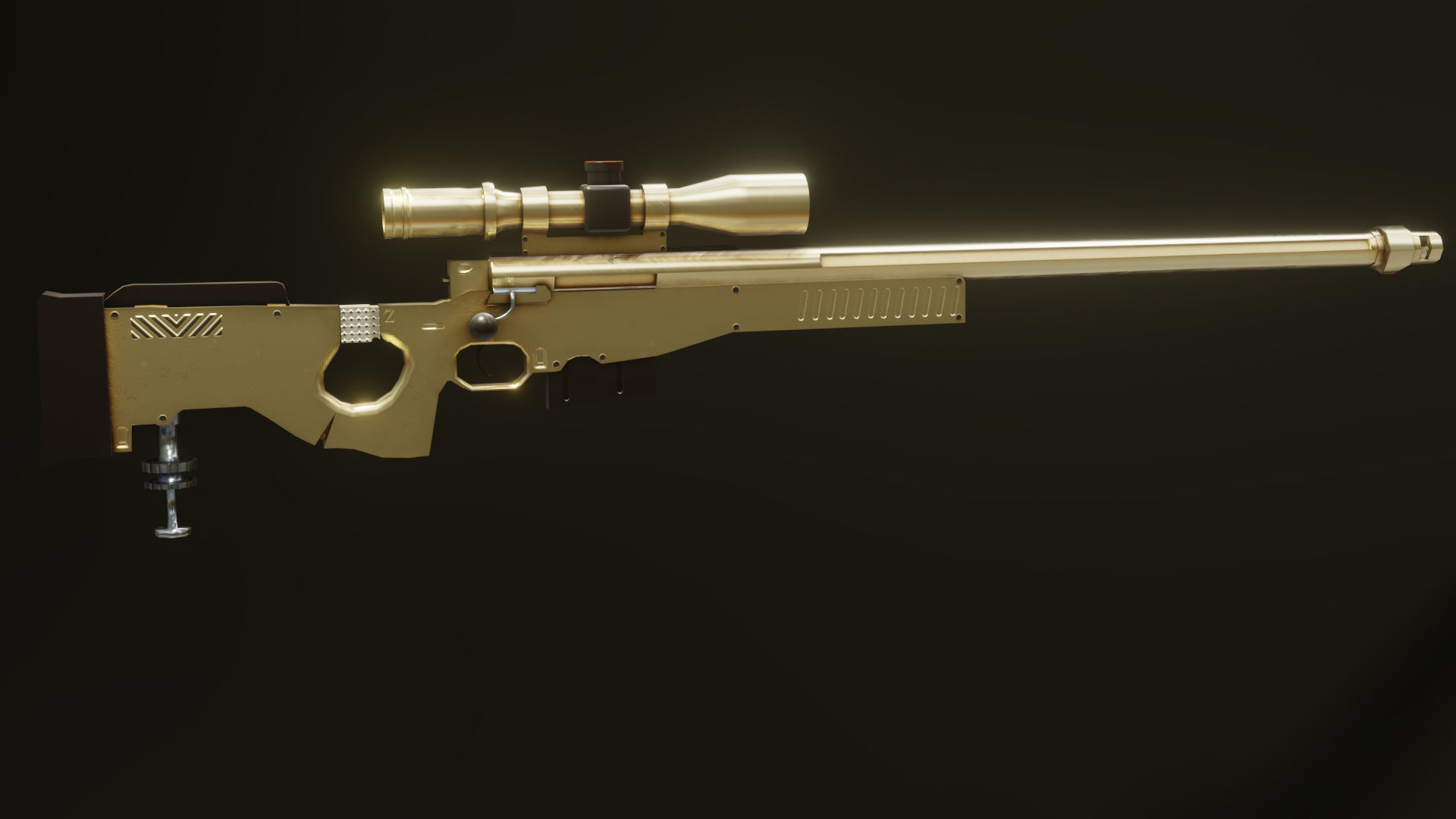 3D model Golden AWP Sniper Rifle game ready with bonus asset VR / AR ...
