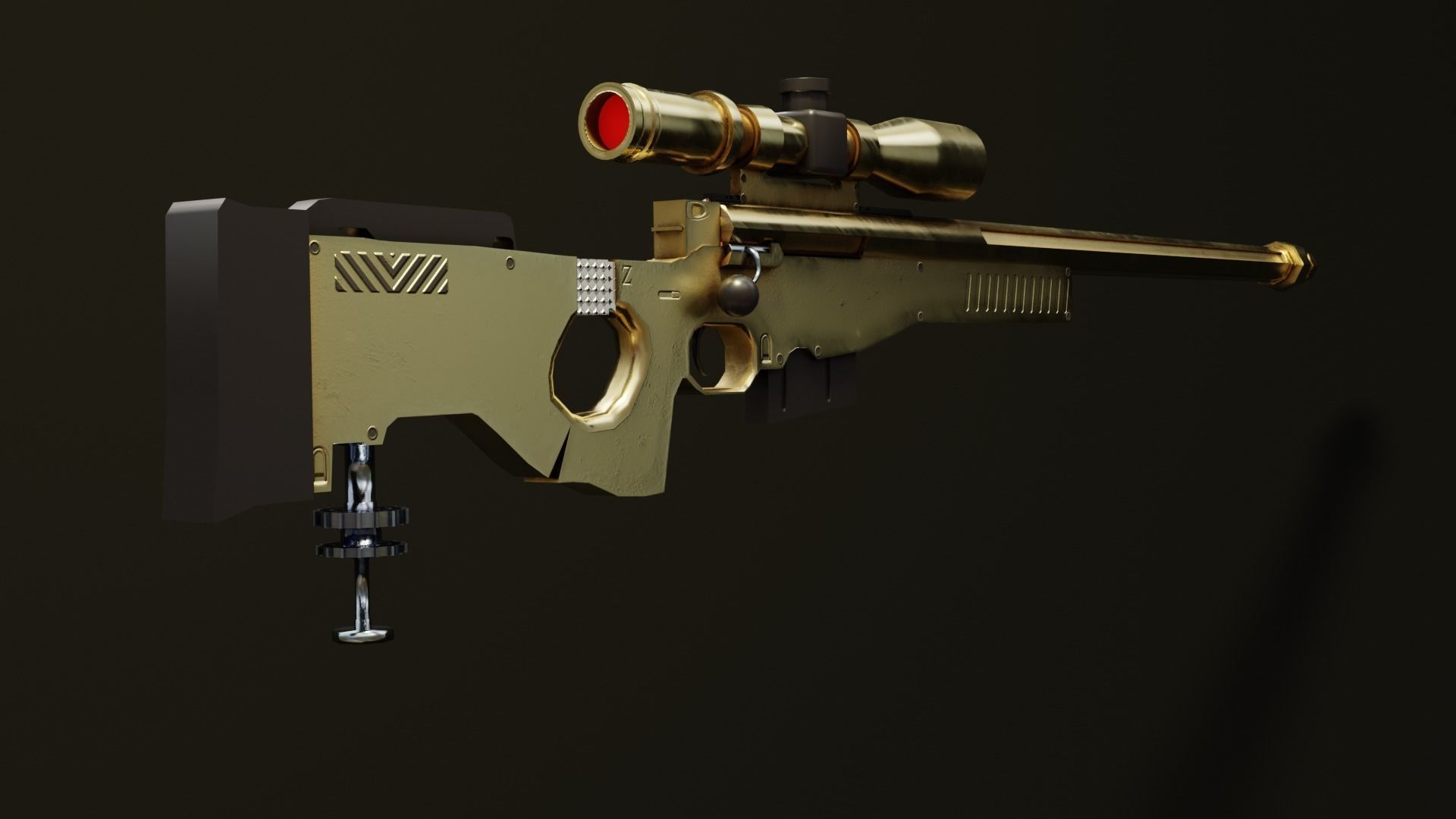 3D model Golden AWP Sniper Rifle game ready with bonus asset VR / AR ...